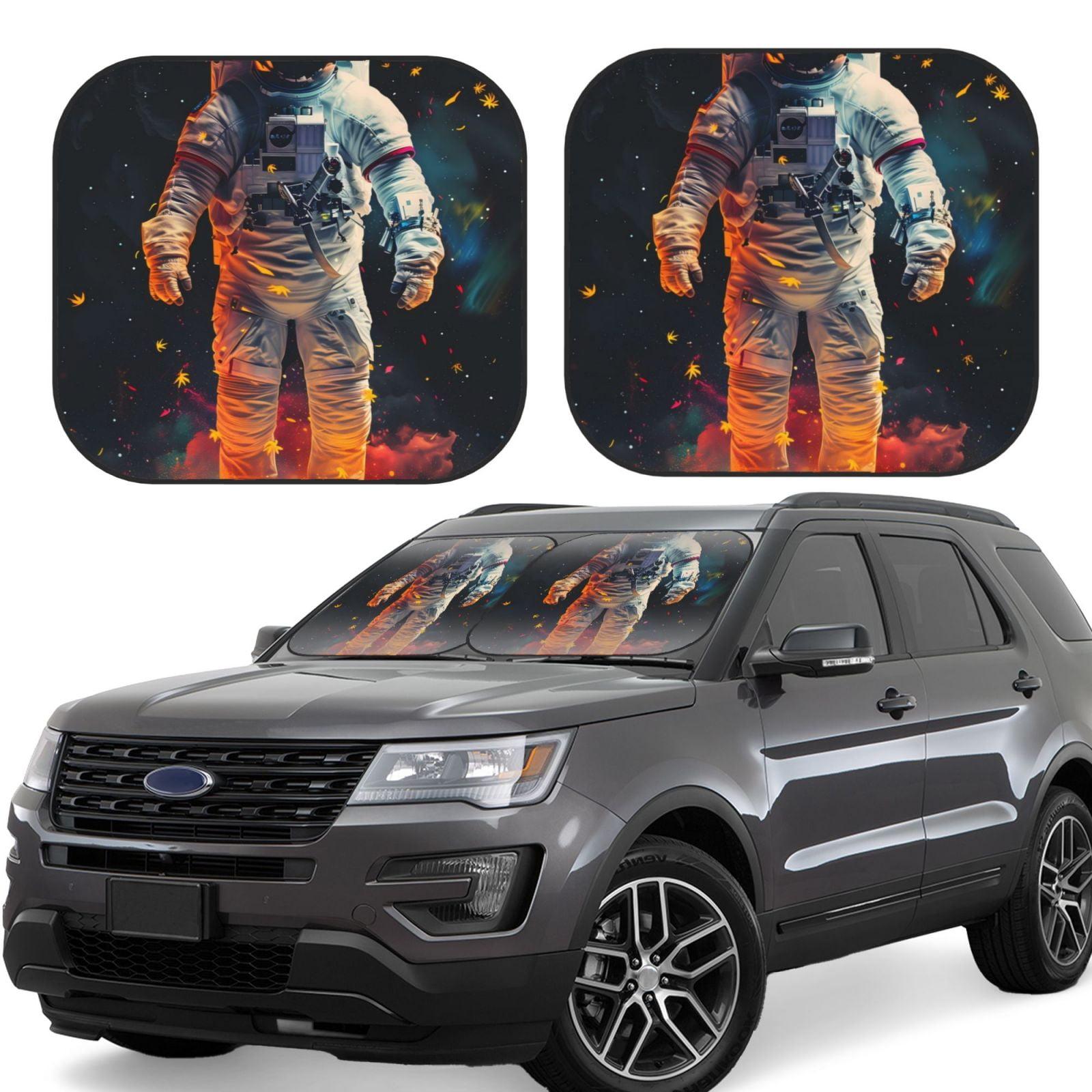 Haiem Astronaut Cosmic Rainbow Car Windshield Sun Shade (2 Pieces ...