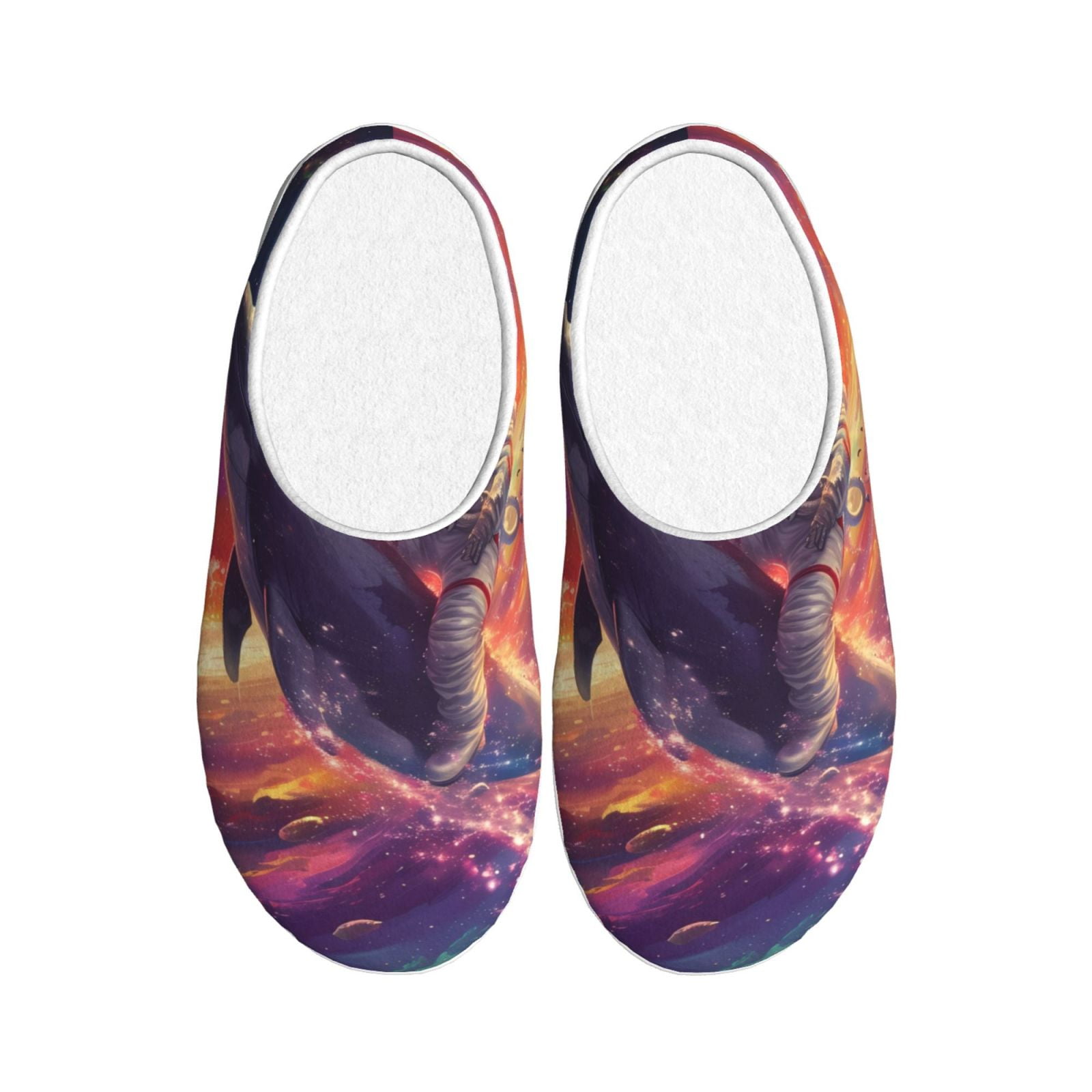 Haiem Astronaut Dolphin Print Women's Fuzzy Memory Foam House Slipper ...