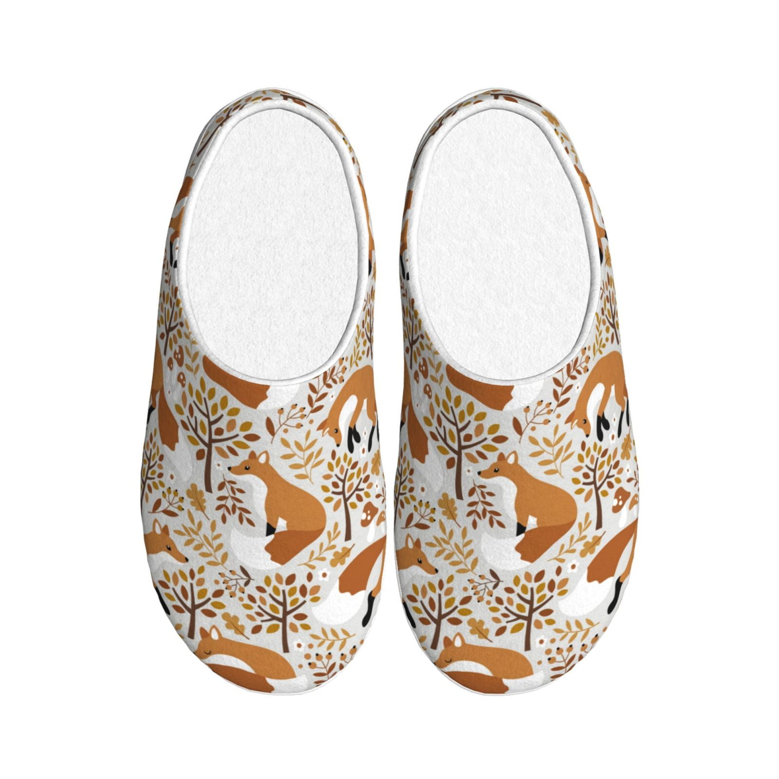 Haiem Autumn Fox with Brown Plants Print Women's Fuzzy Memory Foam ...