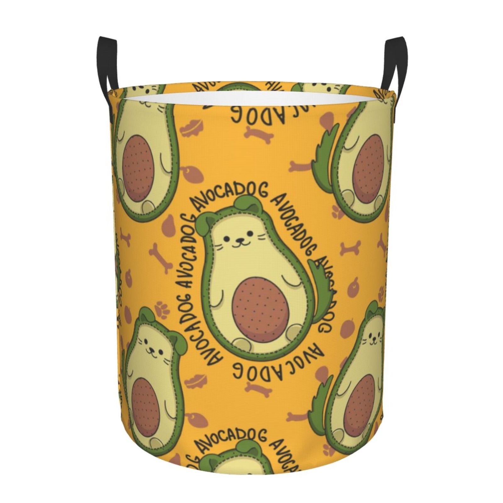 Haiem Avocado Dog Leather Dirty Clothes Laundry Basket,Sturdy & Waterproof,Collapsible Round ...