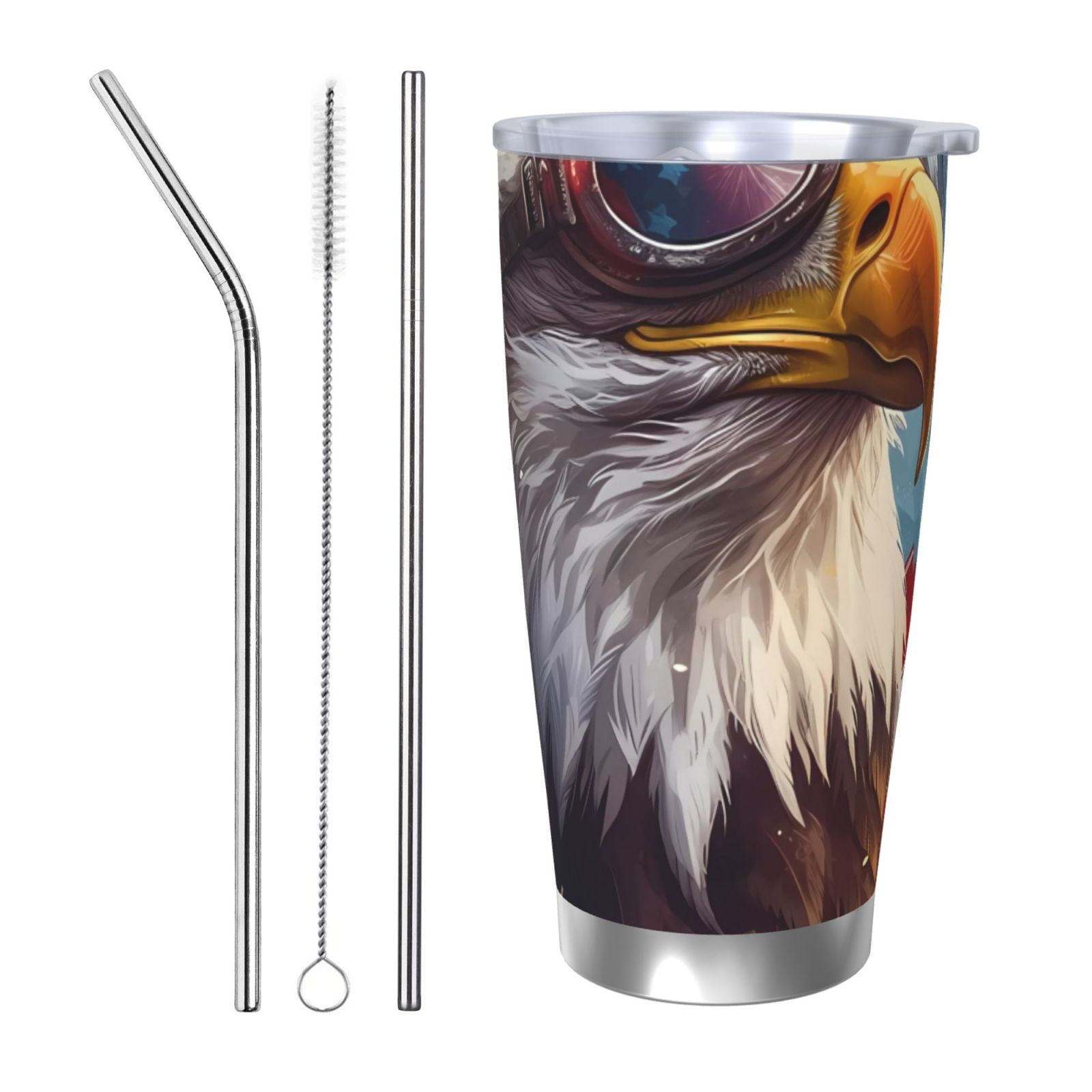 Haiem Bald Eagle Pilot Printed 20oz Straight Skinny Car Cups With ...