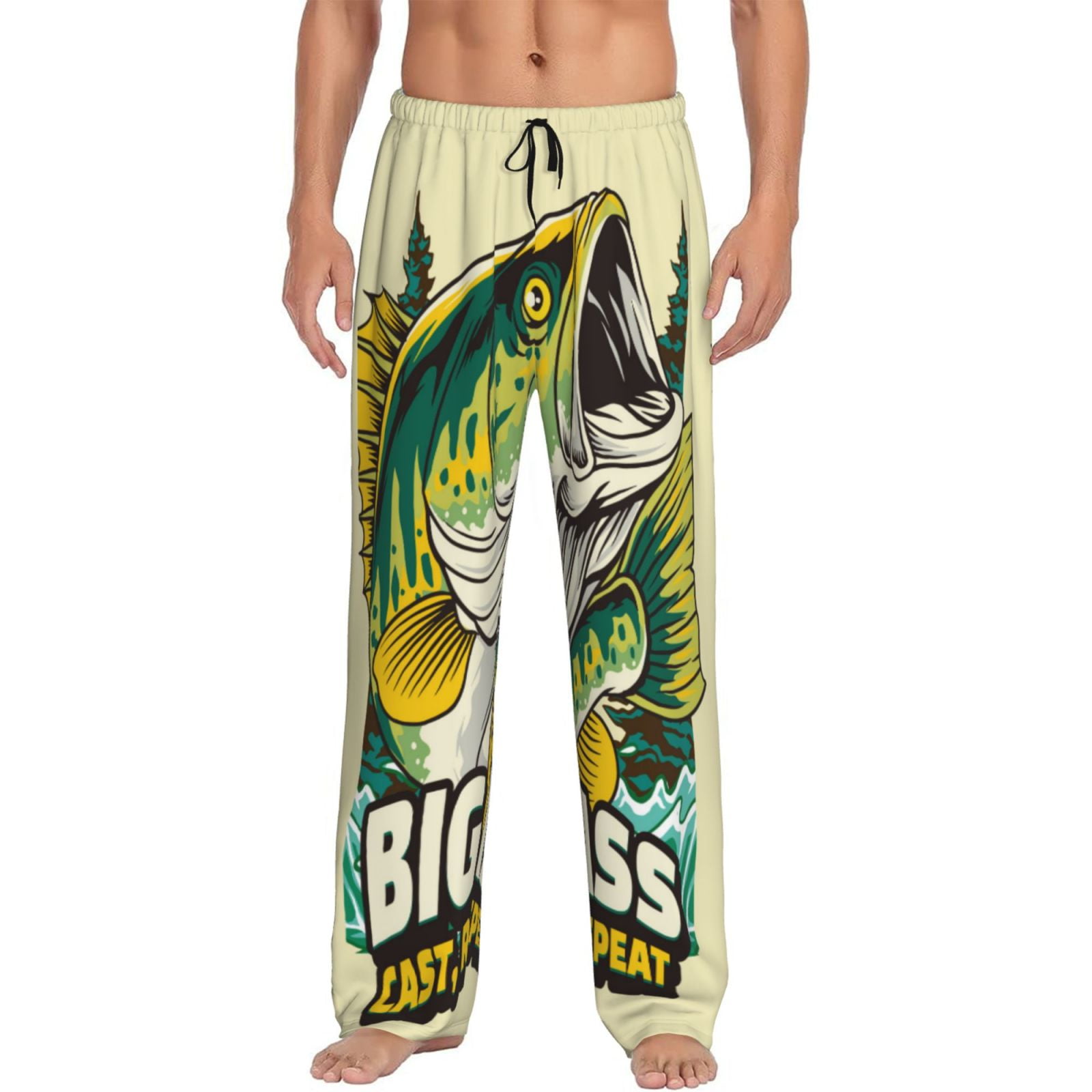 Haiem Bass Fish and Water Pattern Men's Pajama Pants Ultra Lightweight ...