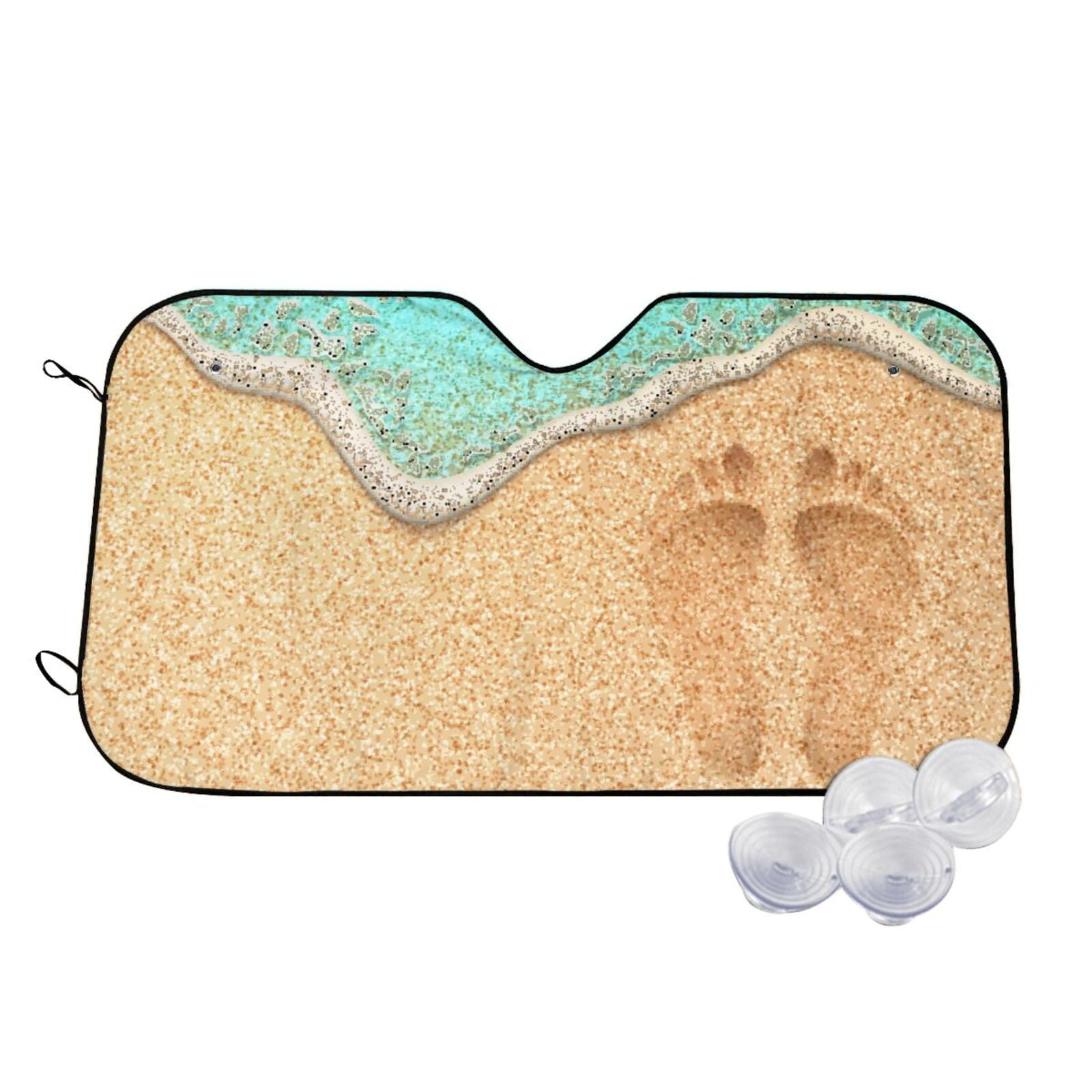 Haiem Beach Footprint Car Windshield Sun Shade - Blocks UV Rays Sun ...