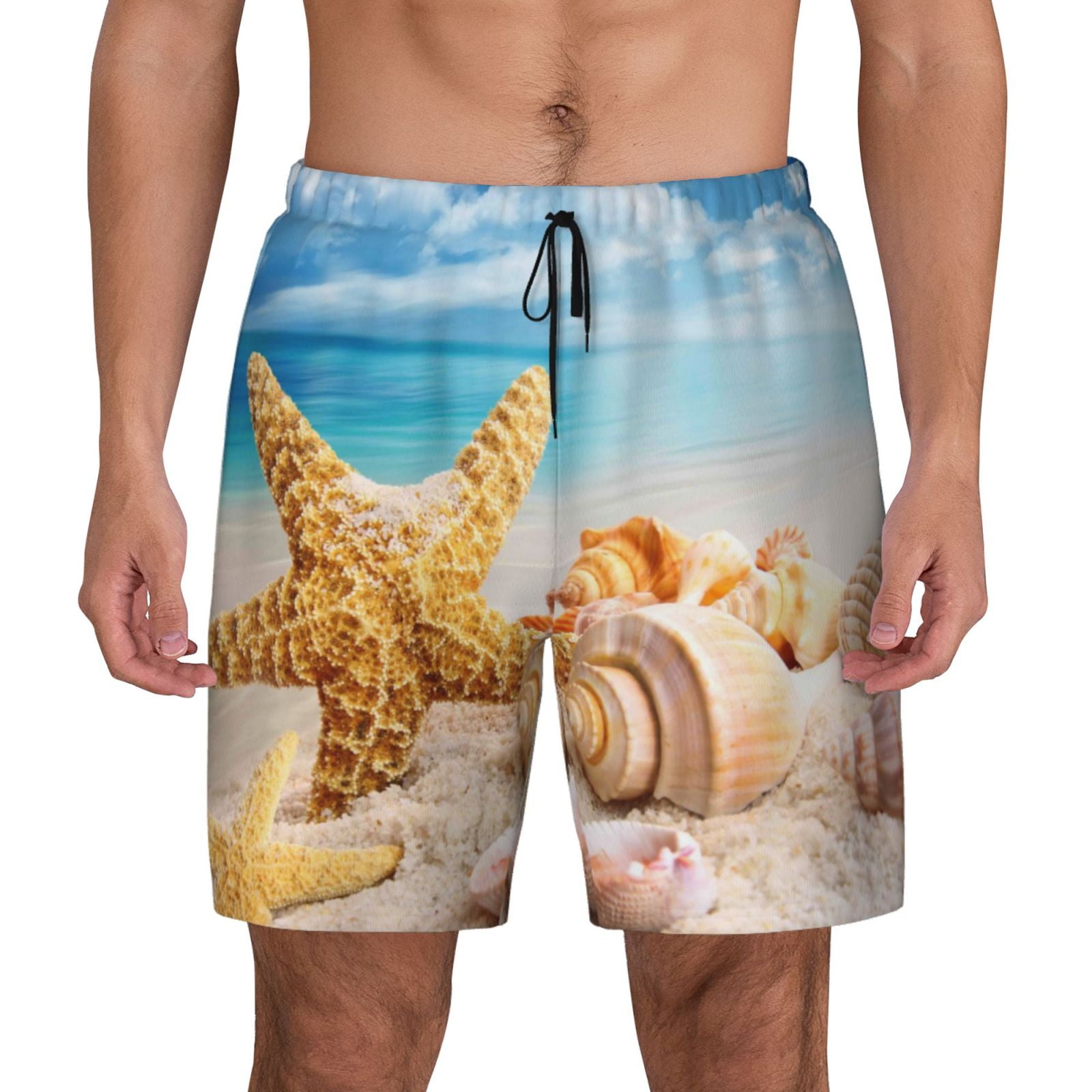 Haiem Beach Starfish Shell Men'S Quick-Dry Swim Trunks: Comfortable ...