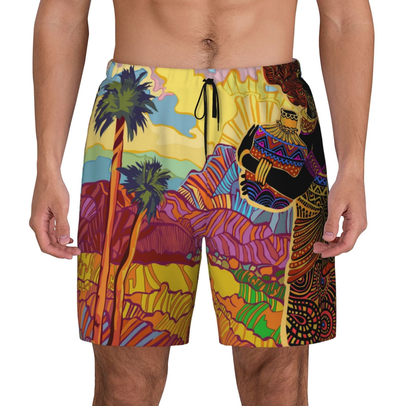 Haiem Beautiful African Woman Men'S Quick-Dry Swim Trunks: Comfortable ...