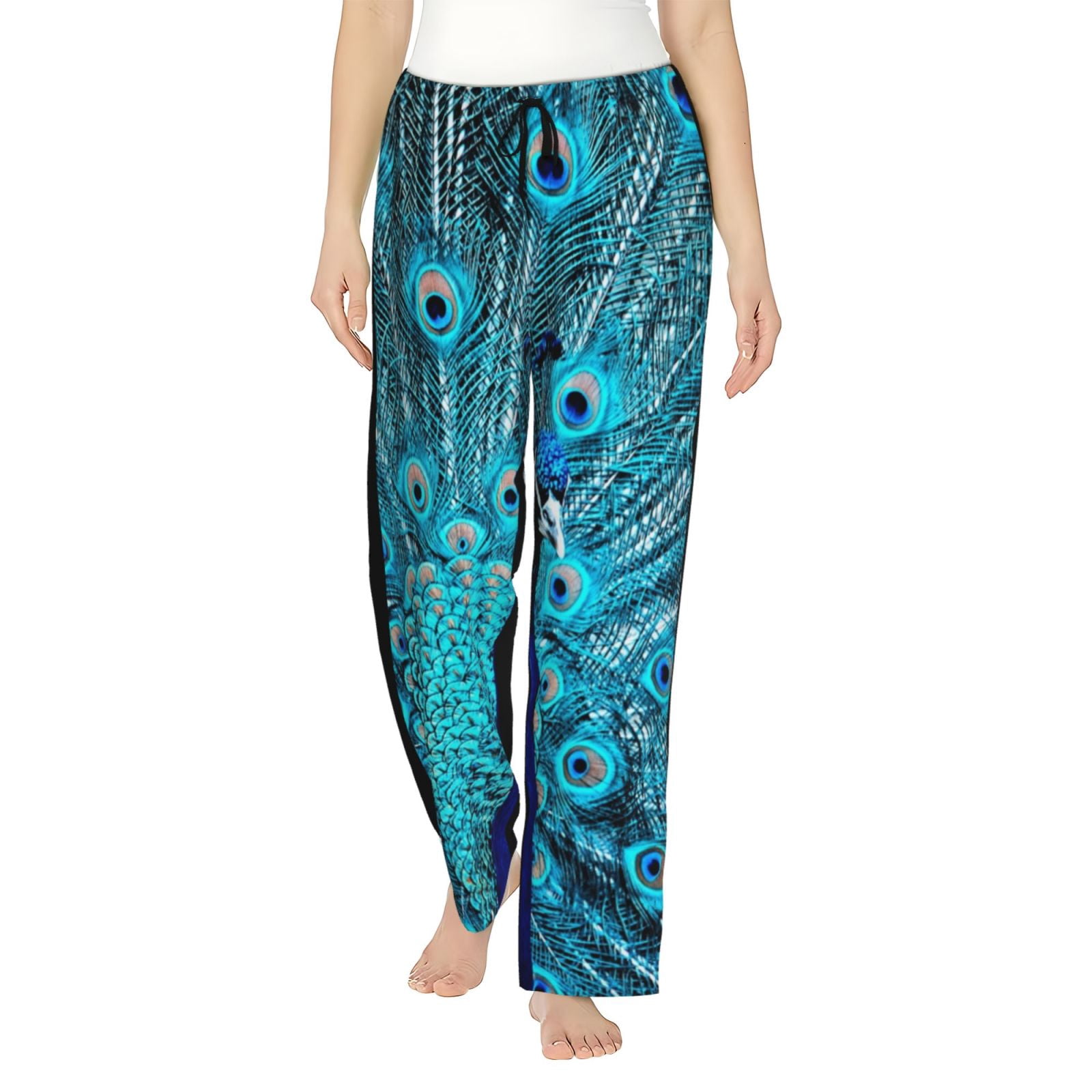 Haiem Beautiful Blue Peacock Women's Pajama Pants Ultra Lightweight Pjs ...