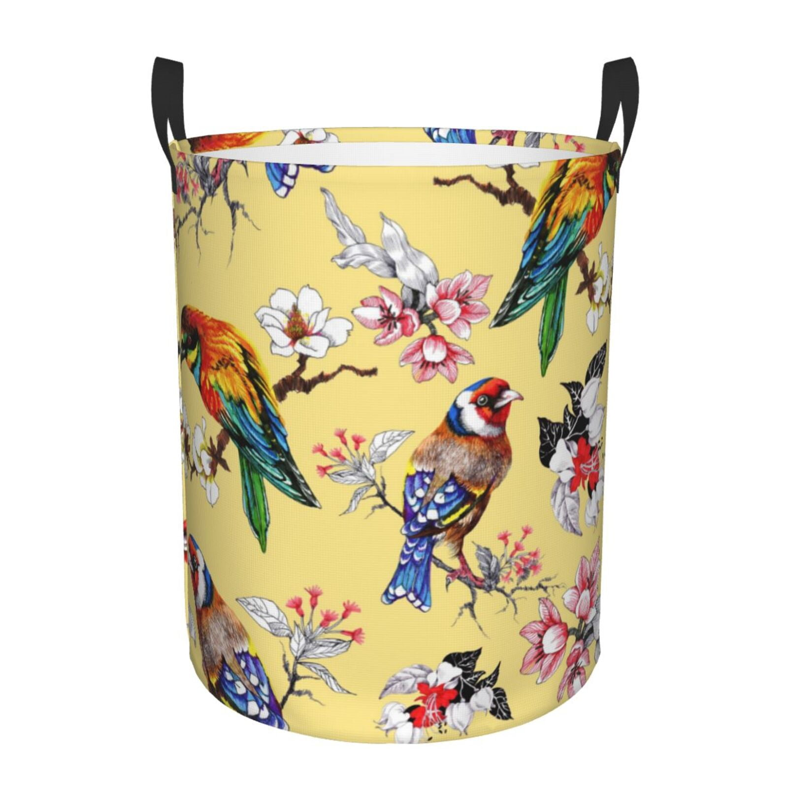 Haiem Beautiful Bright Birds And Flowers Leather Dirty Clothes Laundry ...