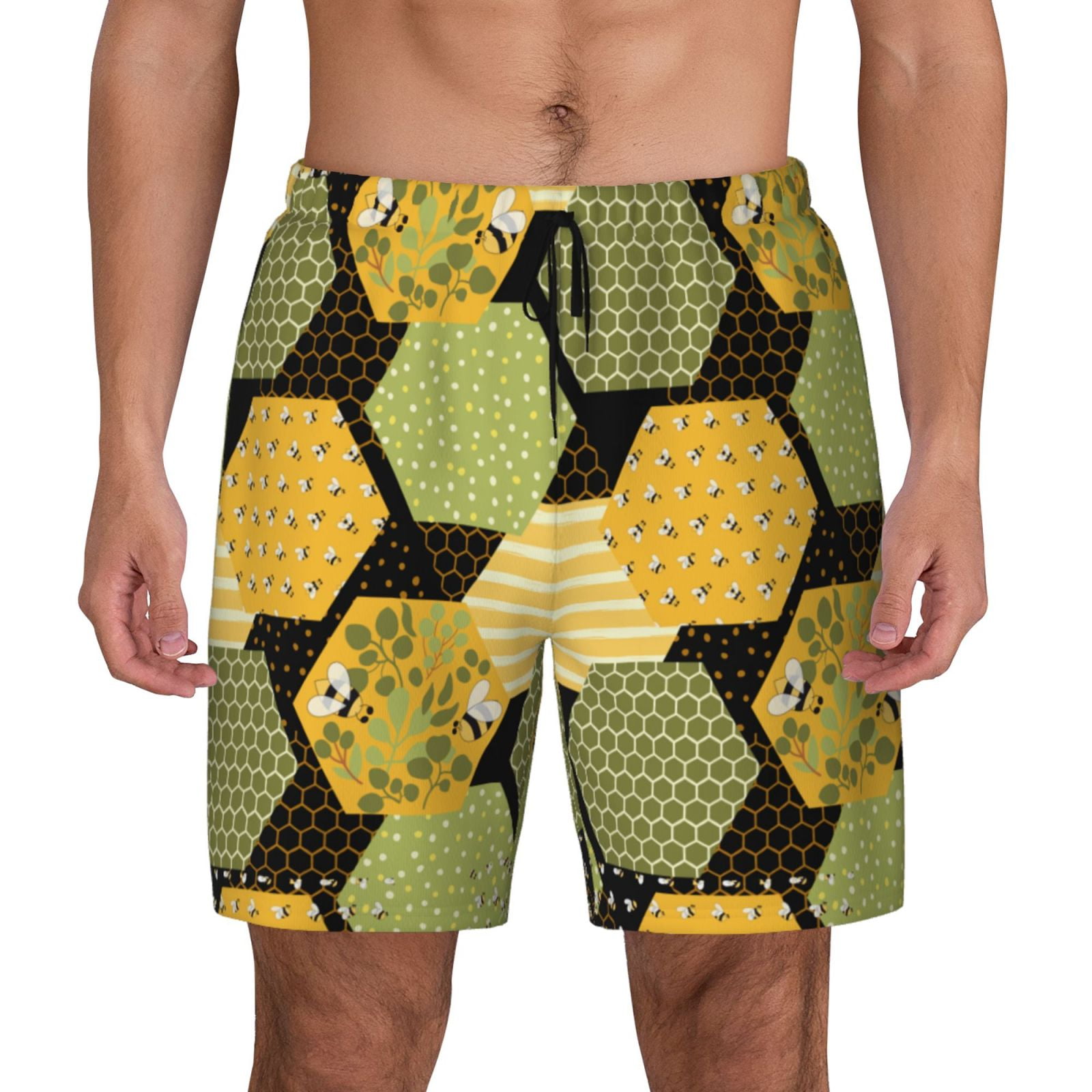 Haiem Bee honey Mens Swim Trunks with Compression Liner 2 in 1 Swimming ...
