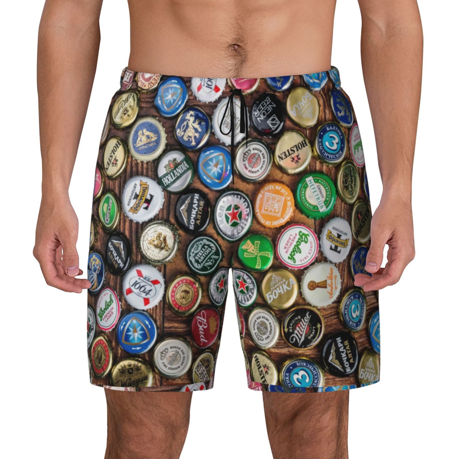 Haiem Beer Caps Mens Swim Trunks with Compression Liner 2 in 1 Swimming ...