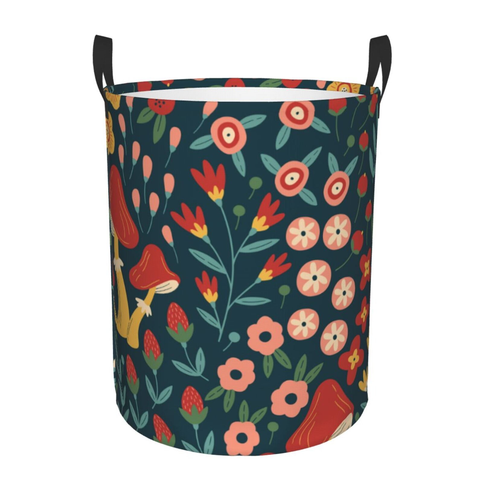 Haiem Berries And Flowers Leather Dirty Clothes Laundry Basket,Sturdy ...