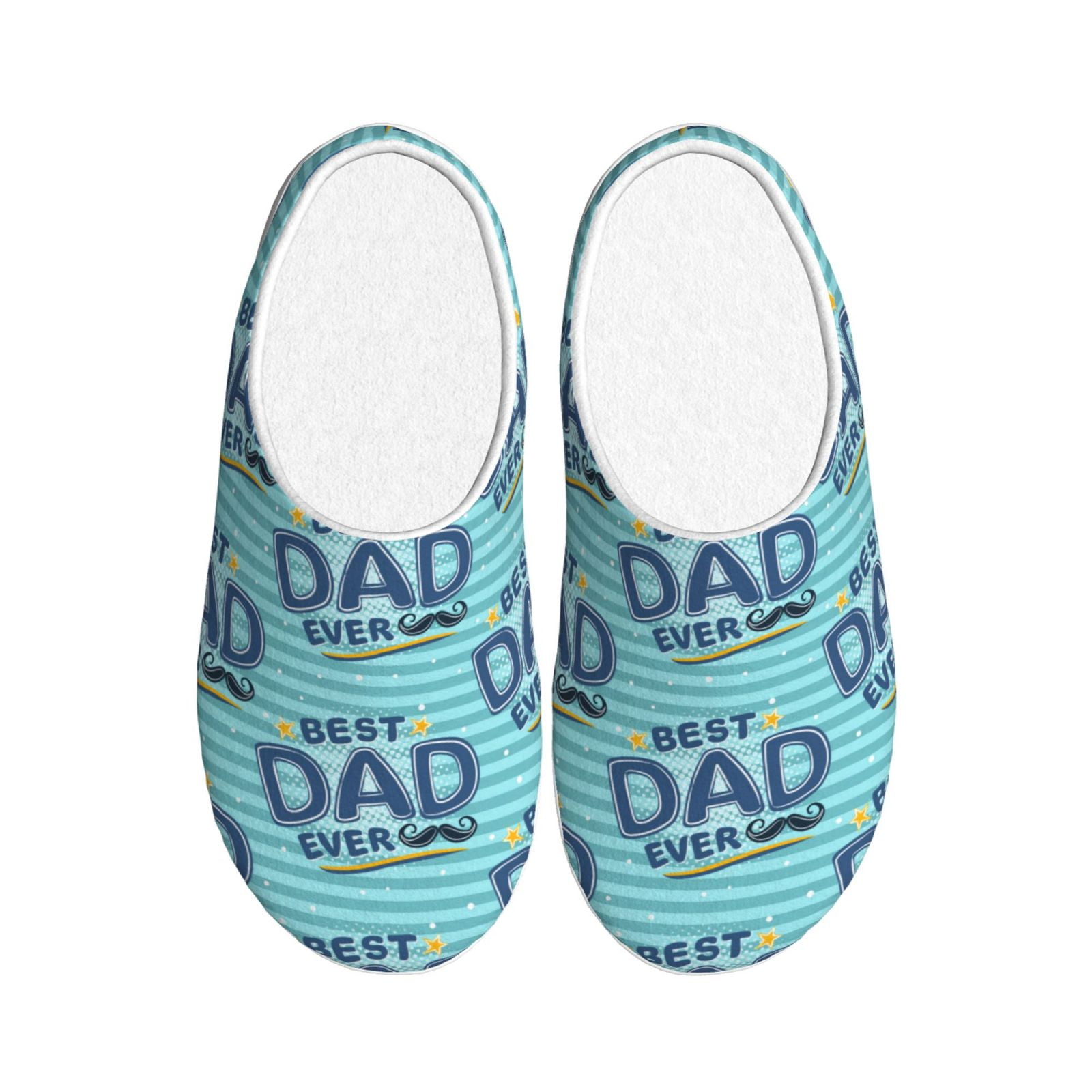 Haiem Best Dad Ever Print Women's Fuzzy Memory Foam House Slipper Cozy ...