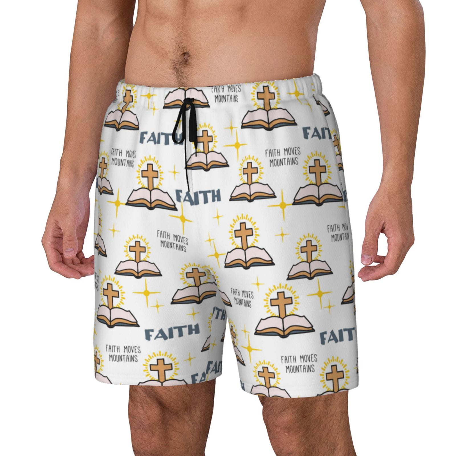 Haiem Bible Pattern Mens Swim Trunks with Compression Liner 2 in 1 ...