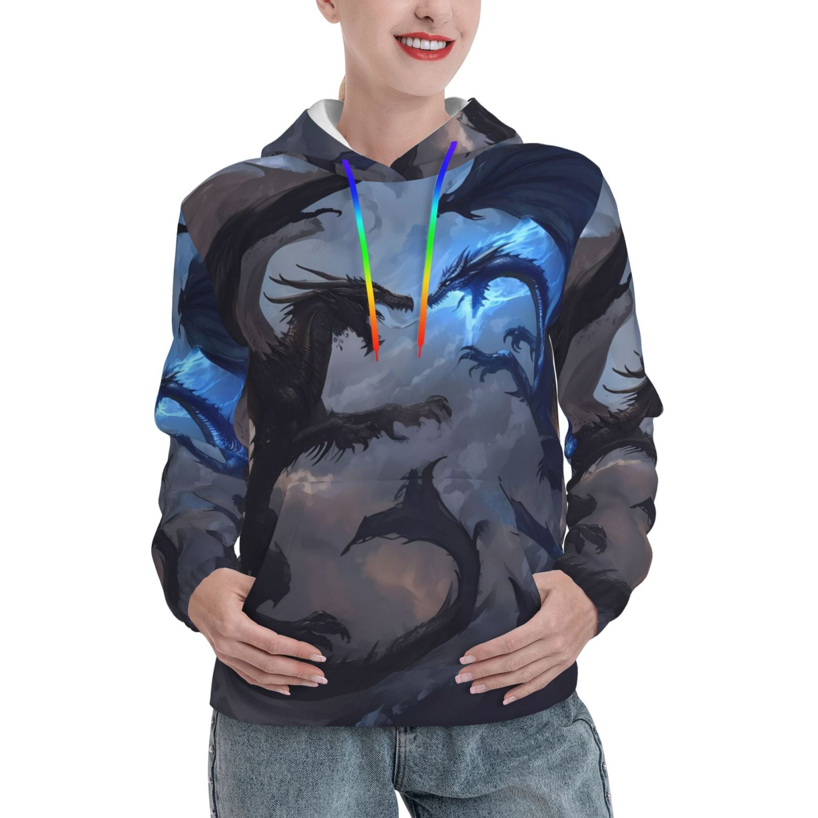 Haiem Black And Blue Lightning Dragon for Women's Fashion Hoodies ...
