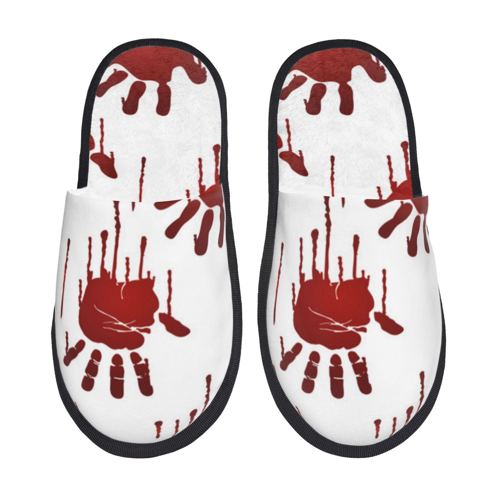 Haiem Bloody Hand 1 Print Fuzzy Slippers for Women Plush Slippers Winter Fluffy House Shoes ...
