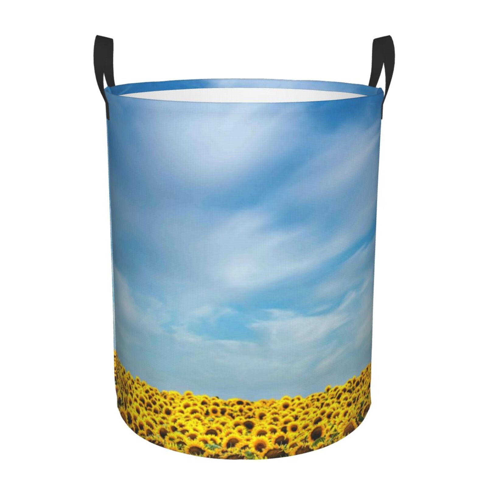 Haiem Blooming Sunflower Field Leather Dirty Clothes Laundry Basket ...