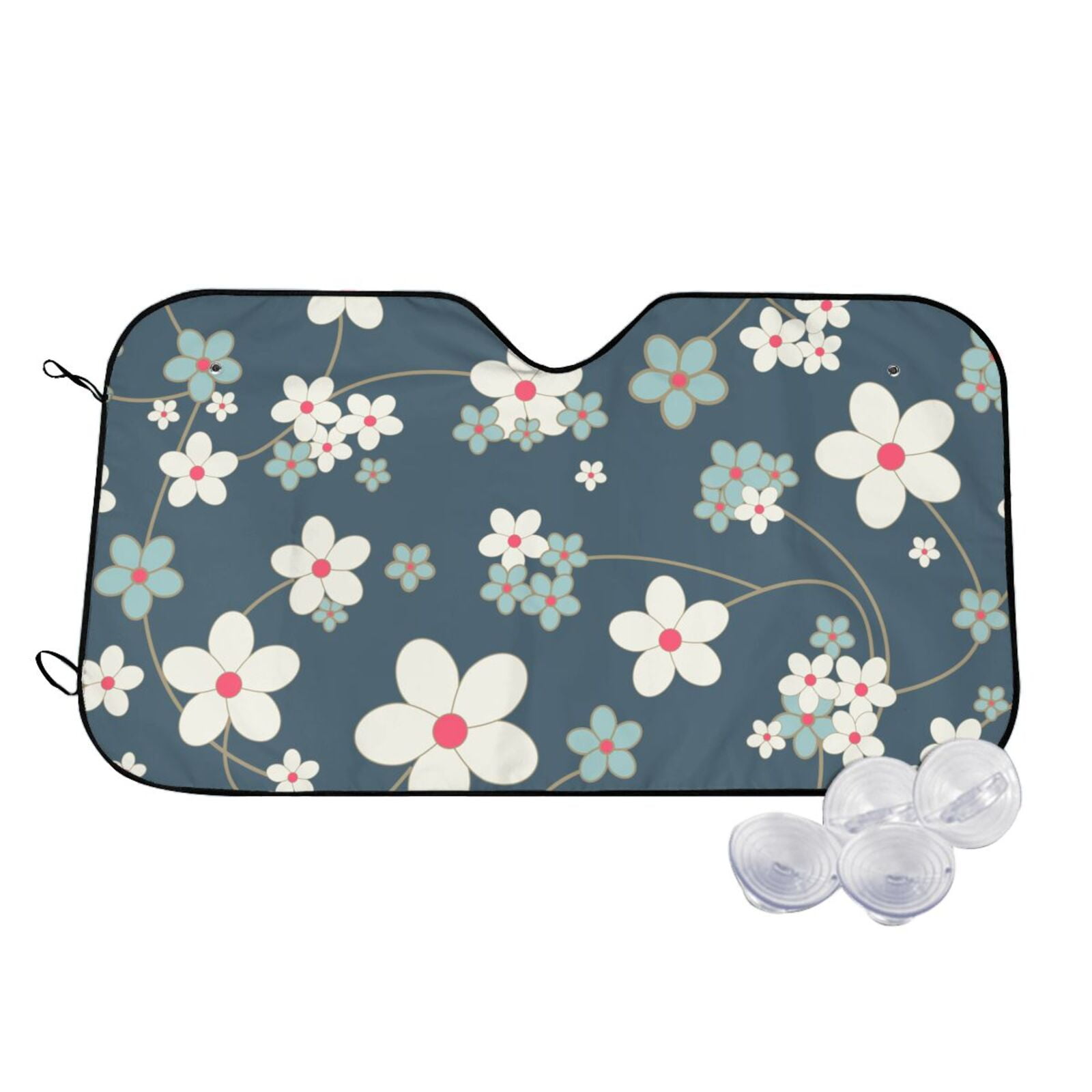 Haiem Blue Flower Car Windshield Sun Shade - Blocks UV Rays Sun Visor ...