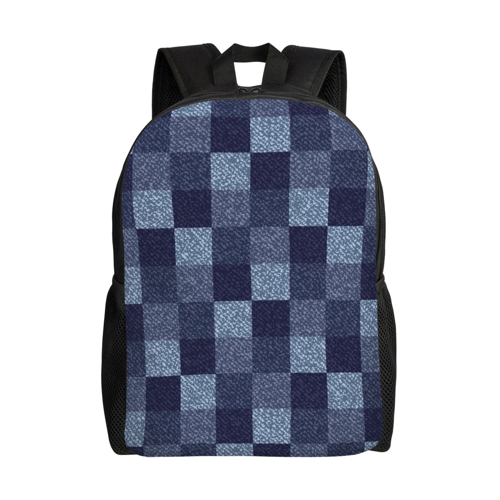 Haiem Blue Gingham Buffalo Check Backpack - Stylish and Durable 15-inch ...