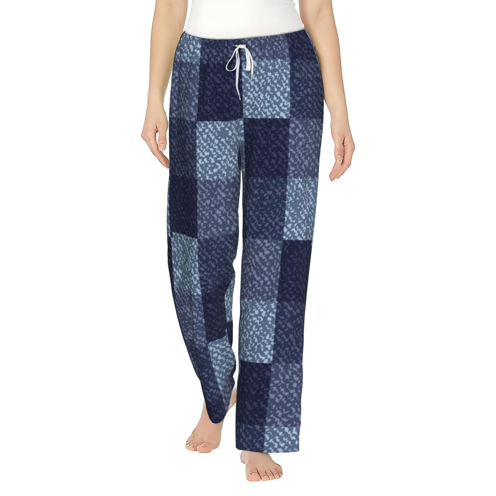 Haiem Blue Gingham Buffalo Check Women's Pajama Pants Ultra Lightweight ...
