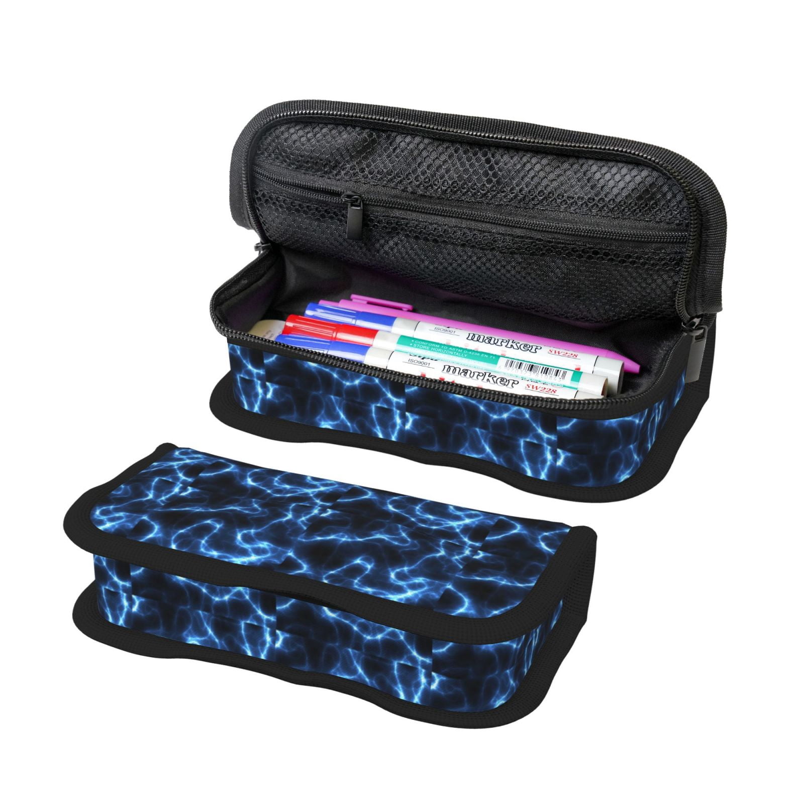 Haiem Blue Lightning Printed Large Pencil Case, Big Capacity Pencil ...