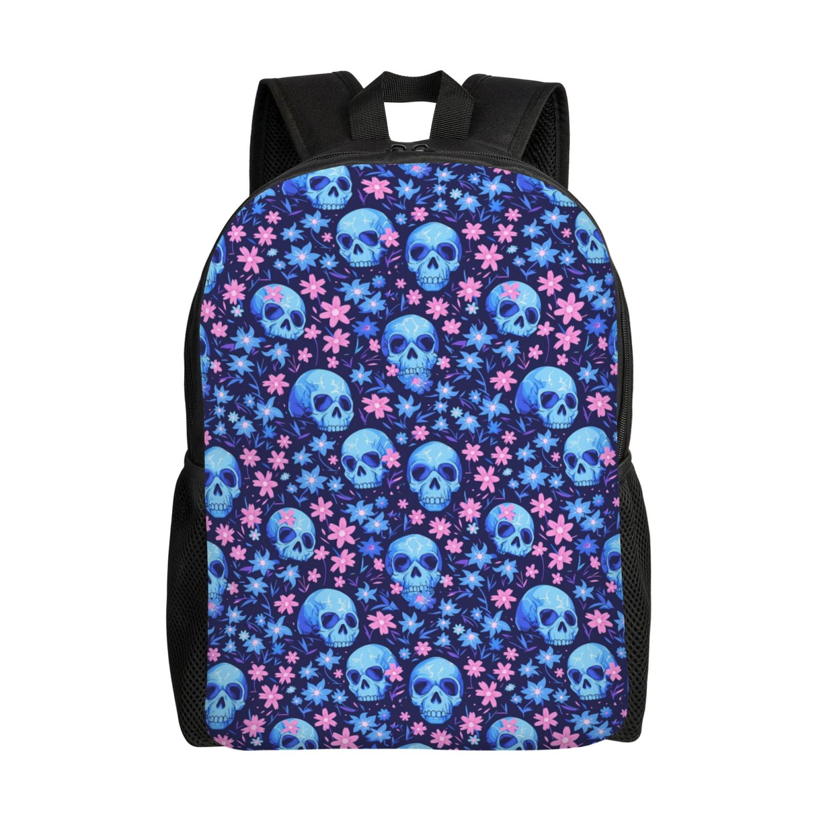 Haiem Blue Skull Flower Backpack - Stylish and Durable 15-inch Laptop ...