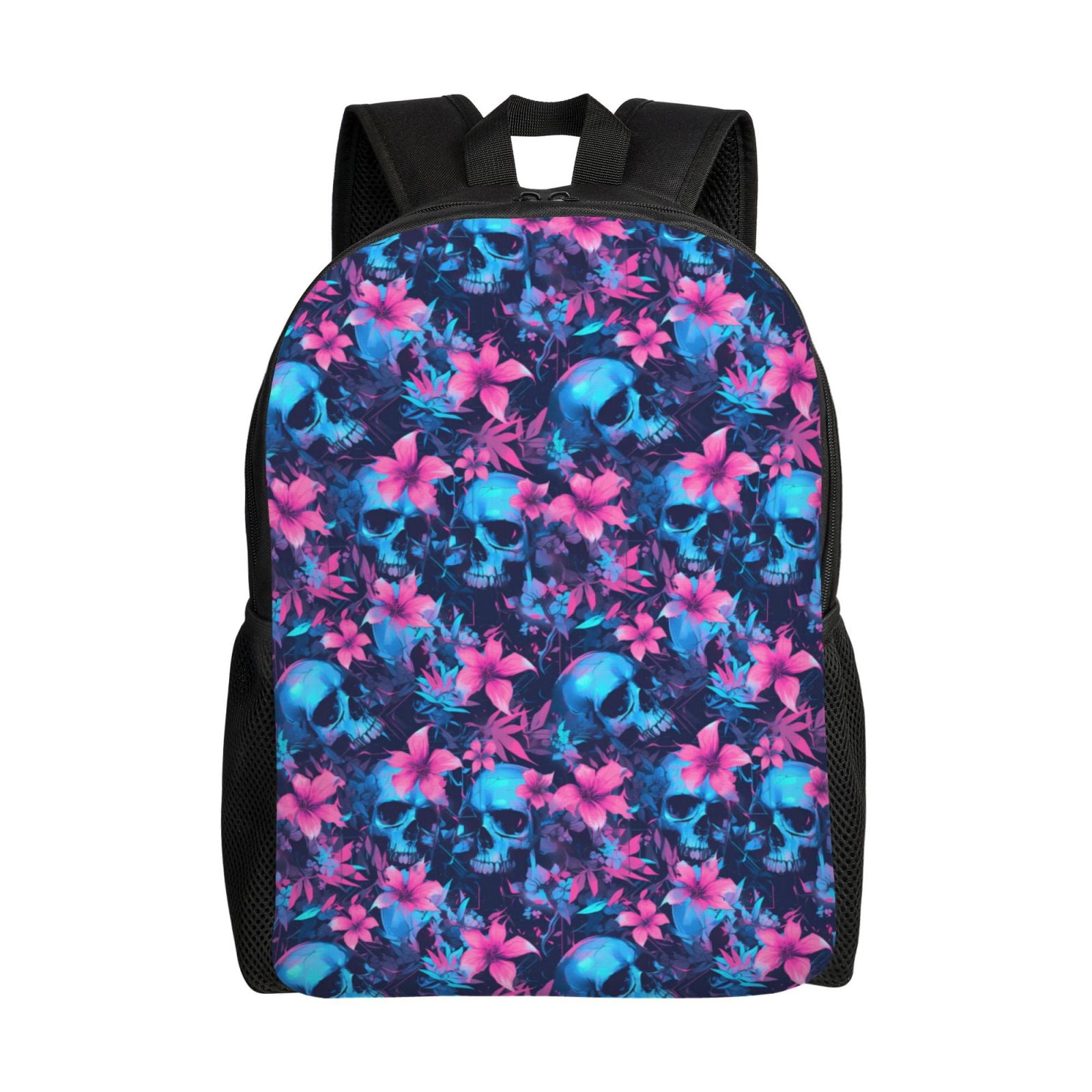Haiem Blue Skull Flower Backpack - Stylish and Durable 15-inch Laptop ...
