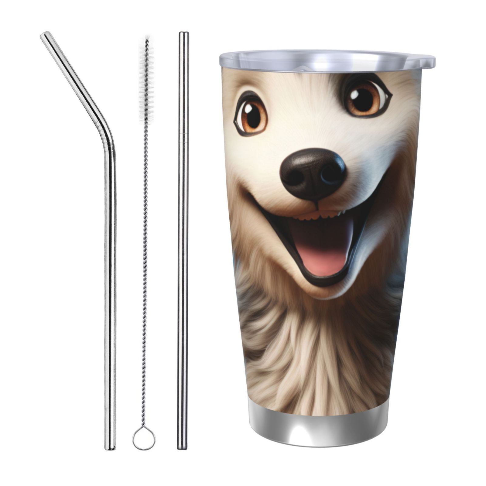 Haiem Blue Sky Cute Wolf Printed 20oz Straight Skinny Car Cups With ...