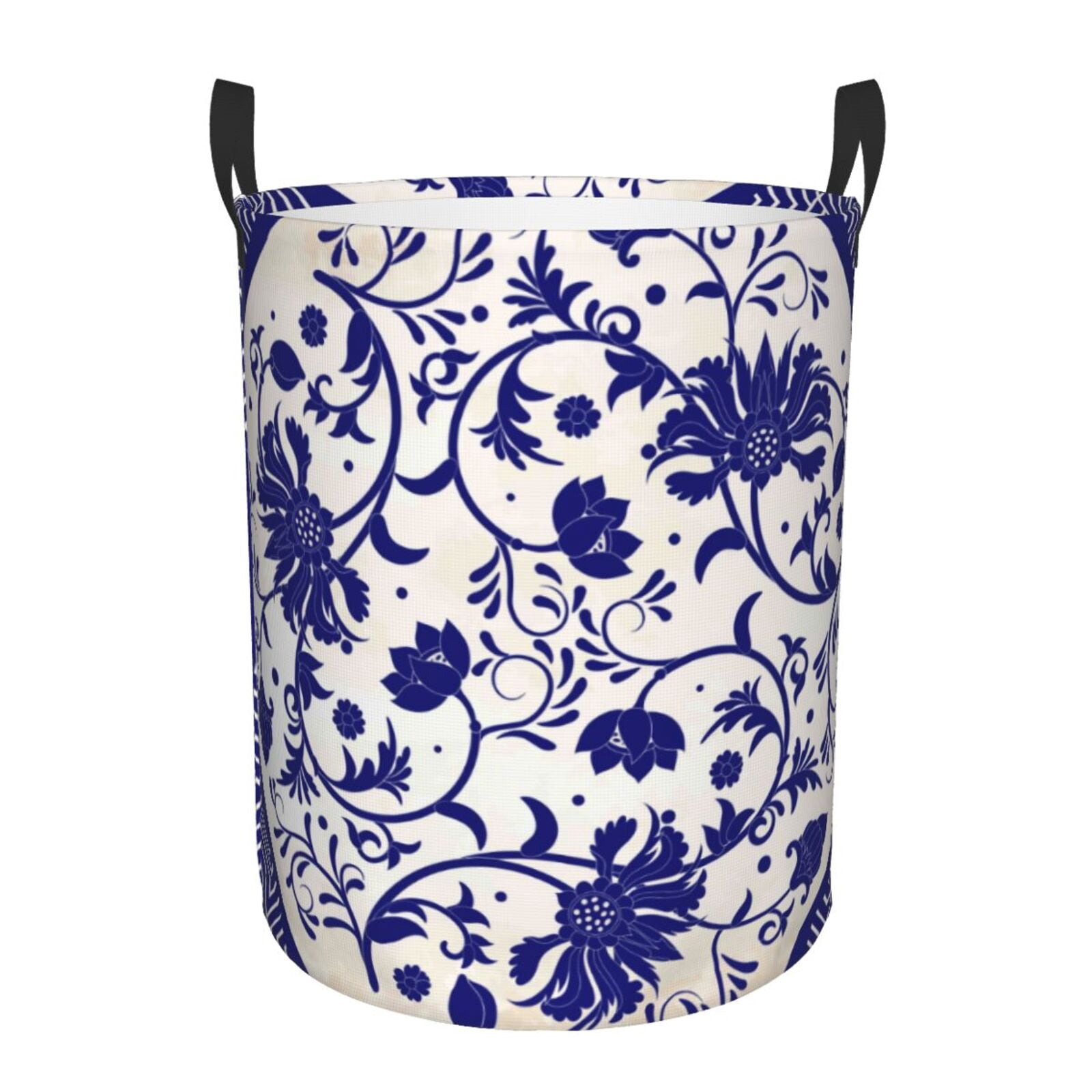 Haiem Blue And White Porcelain Pattern Leather Dirty Clothes Laundry ...