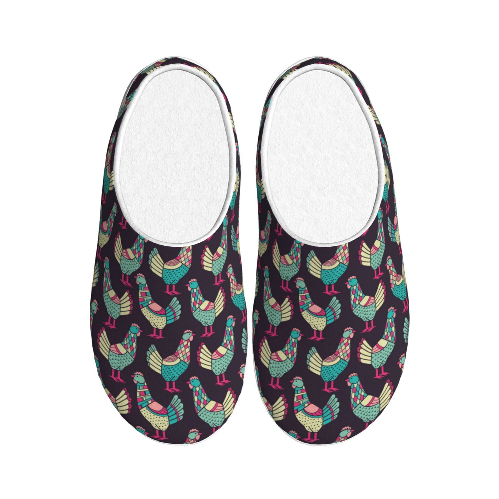 Haiem Bohemian Chicken Print Women's Fuzzy Memory Foam House Slipper ...