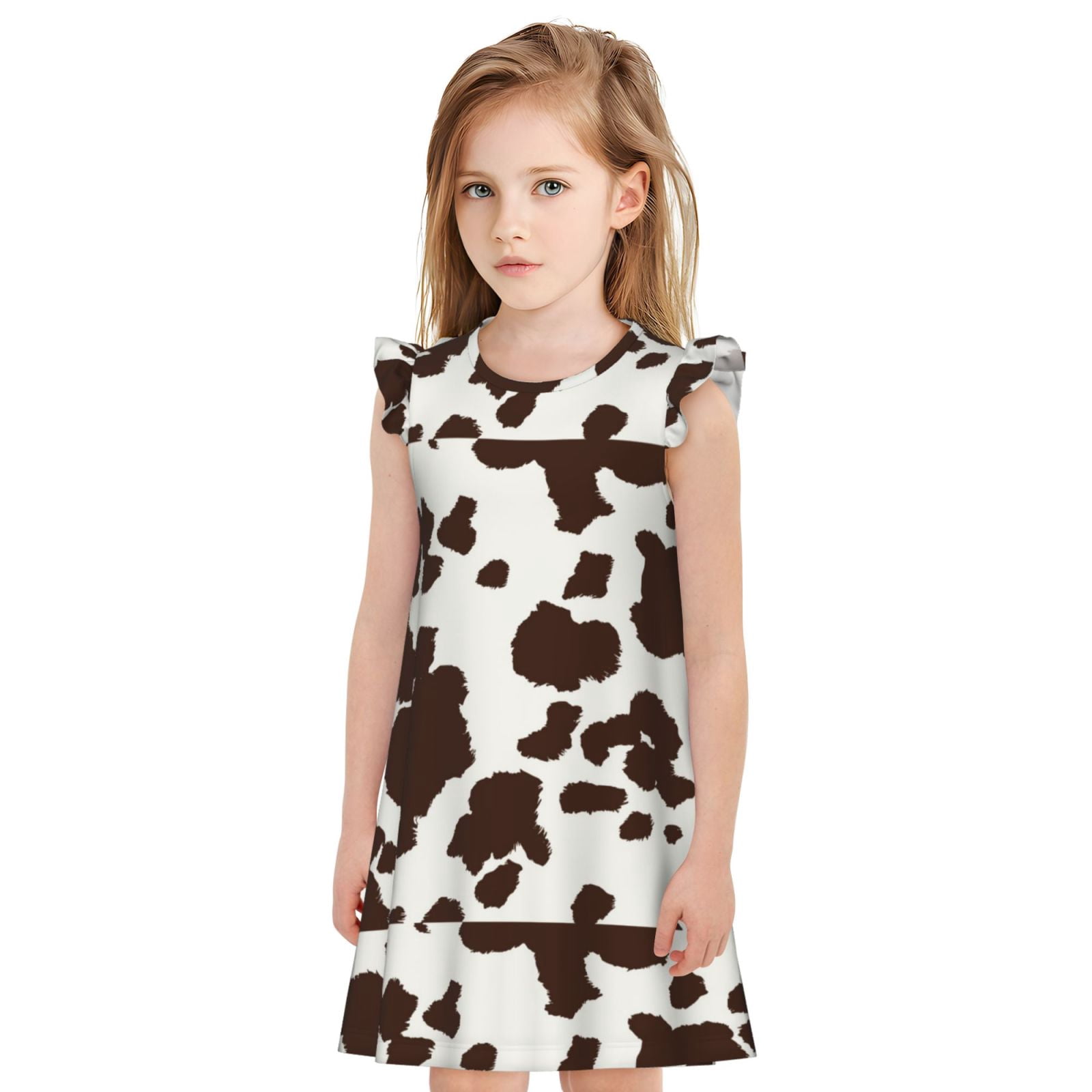 Haiem Brown Cow Printed Girls Nightgowns Sleepwear Short Sleeve Pajama ...