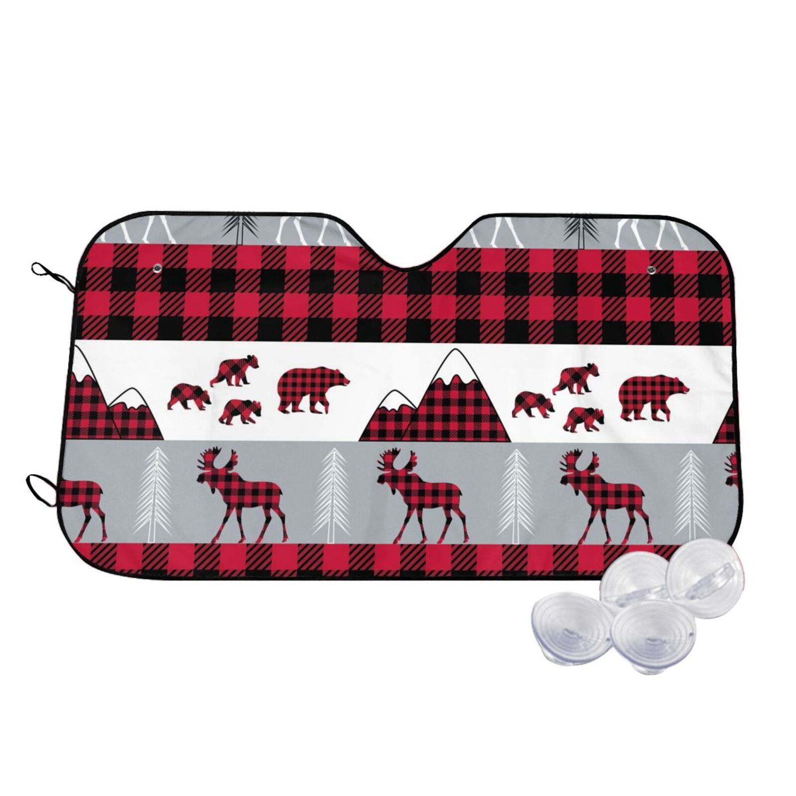 Haiem Buffalo Plaid Forest Car Windshield Sun Shade - Blocks UV Rays ...
