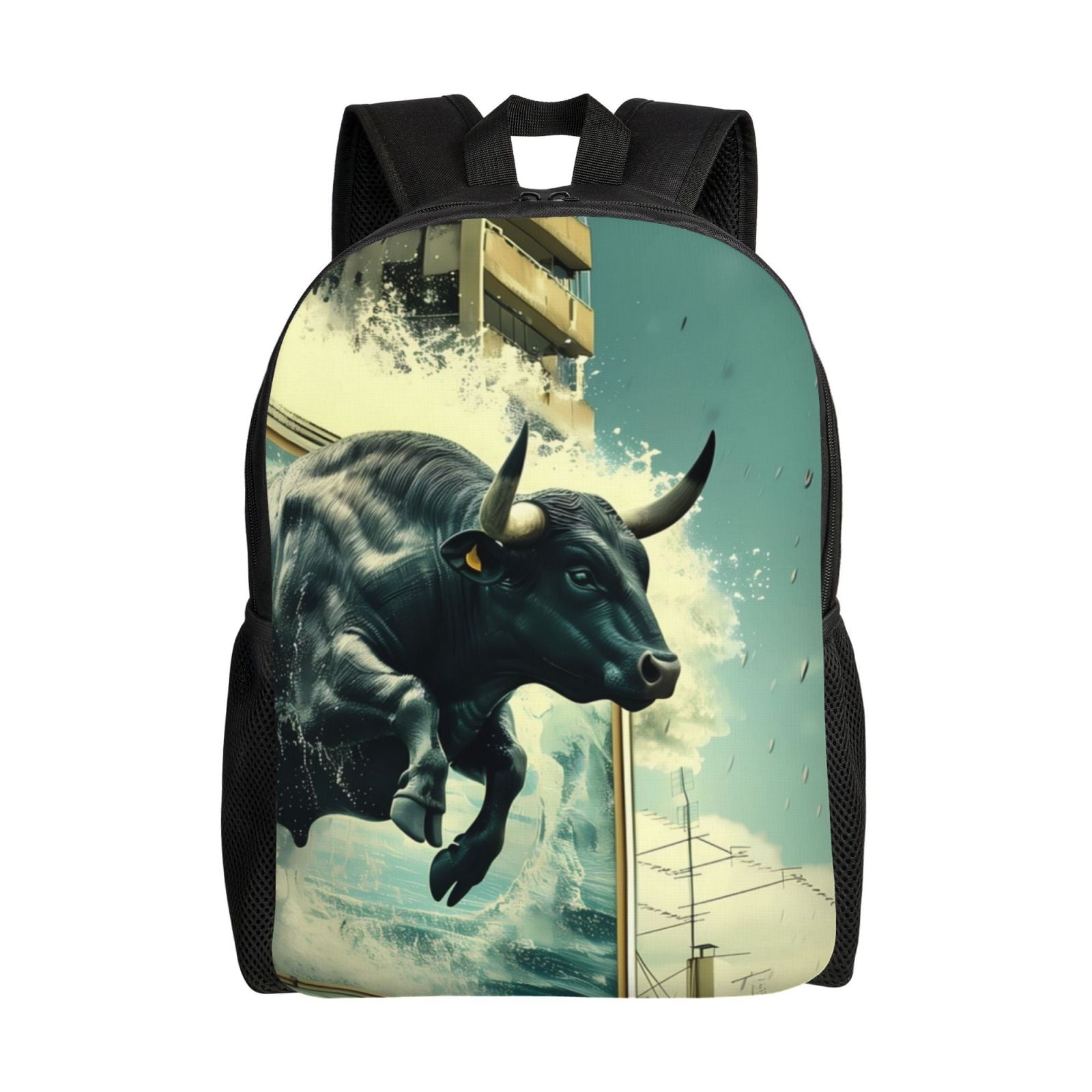 Haiem Bull Charging Through Waves Backpack - Stylish and Durable 15 ...