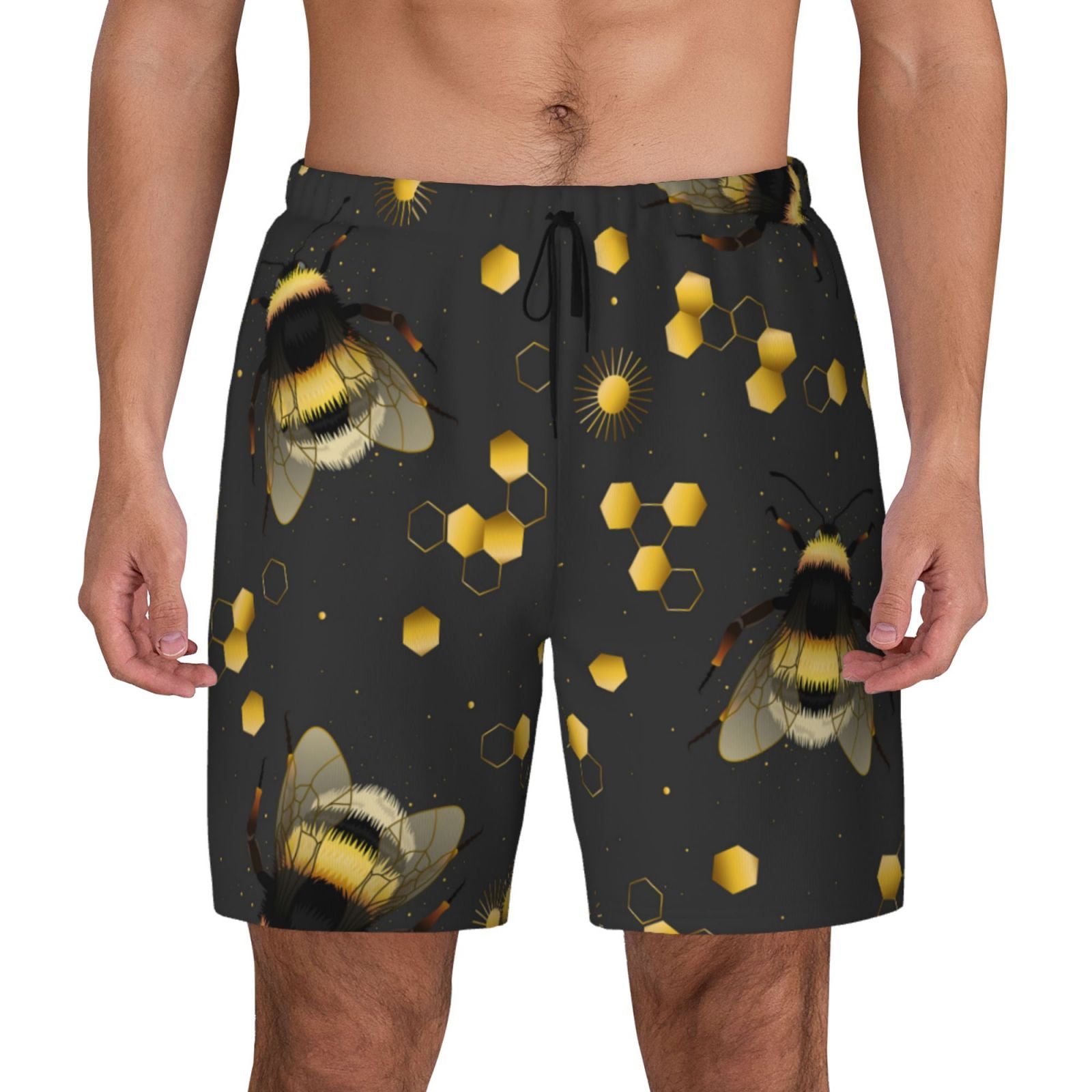 Haiem Bumblebee Mens Swim Trunks with Compression Liner 2 in 1 Swimming ...