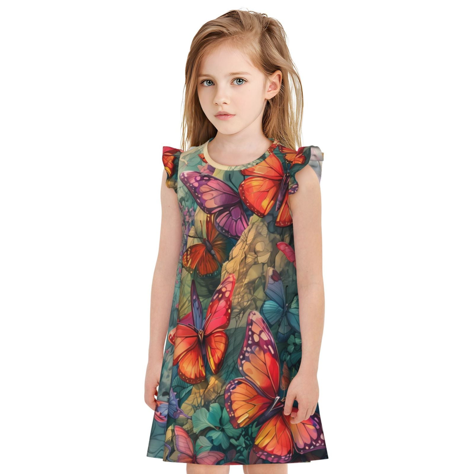 Haiem Butterflies On Rocky Cliff Printed Girls Nightgowns Sleepwear ...