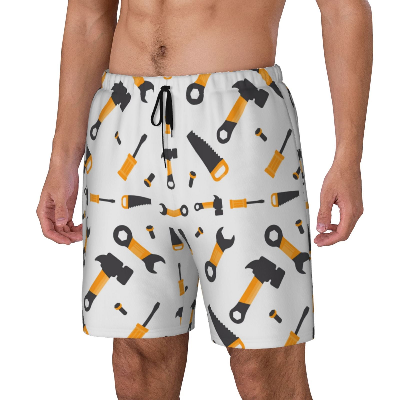 Haiem Carpenter tools Pattern Mens Swim Trunks with Compression Liner 2 ...