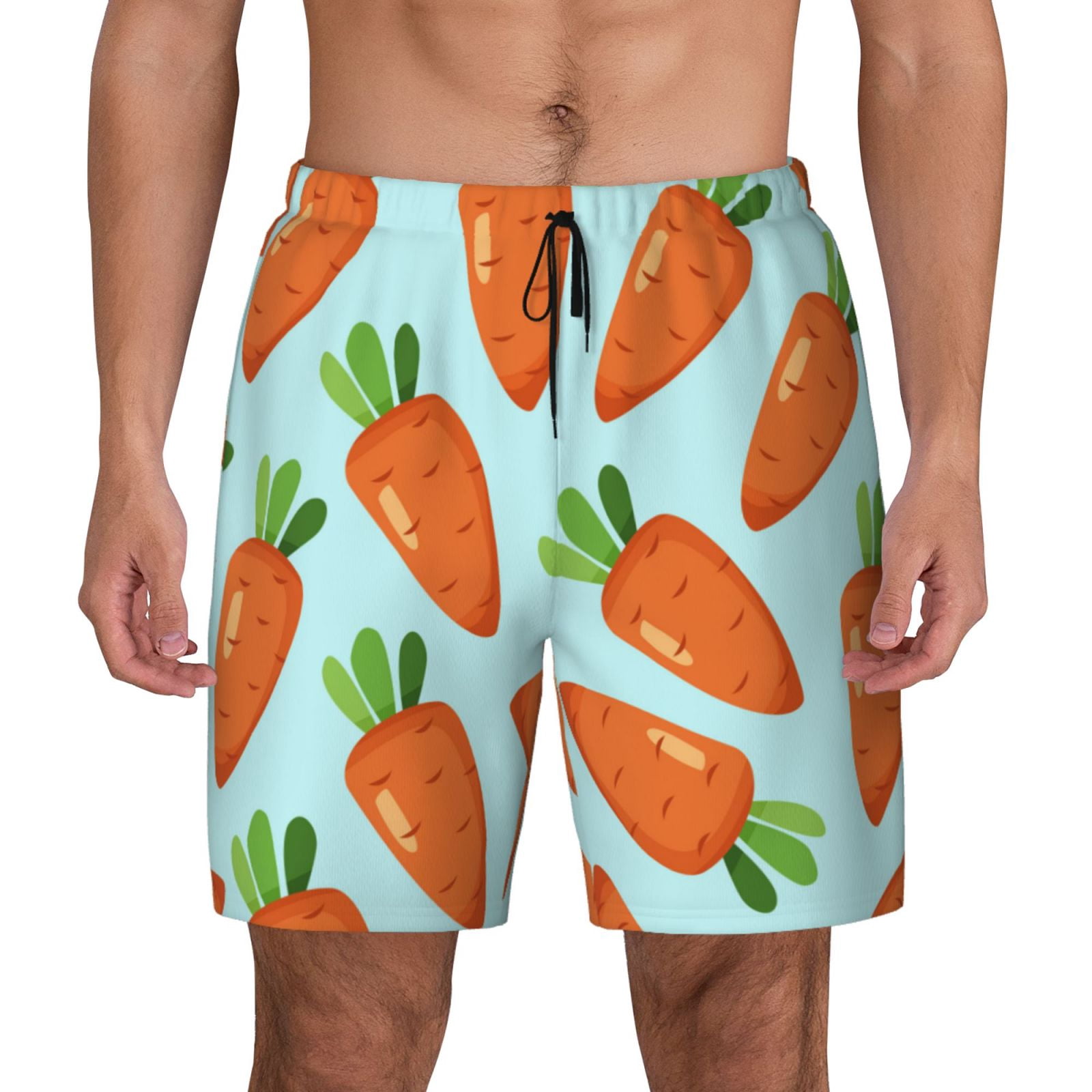 Haiem Cartoon Carrot Mens Swim Trunks with Compression Liner 2 in 1 ...