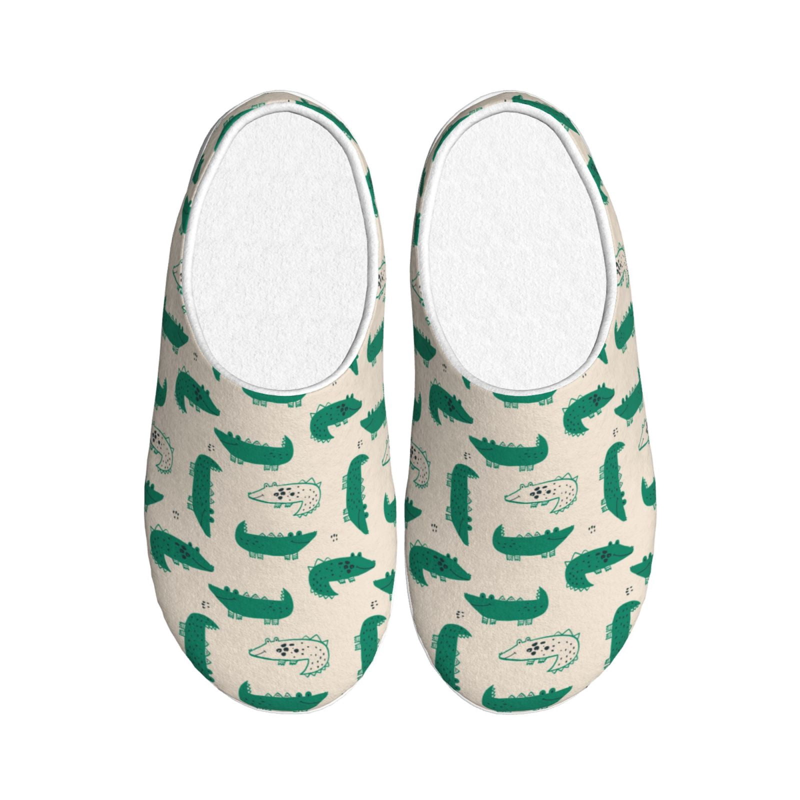 Haiem Cartoon Crocodile Print Women's Fuzzy Memory Foam House Slipper ...
