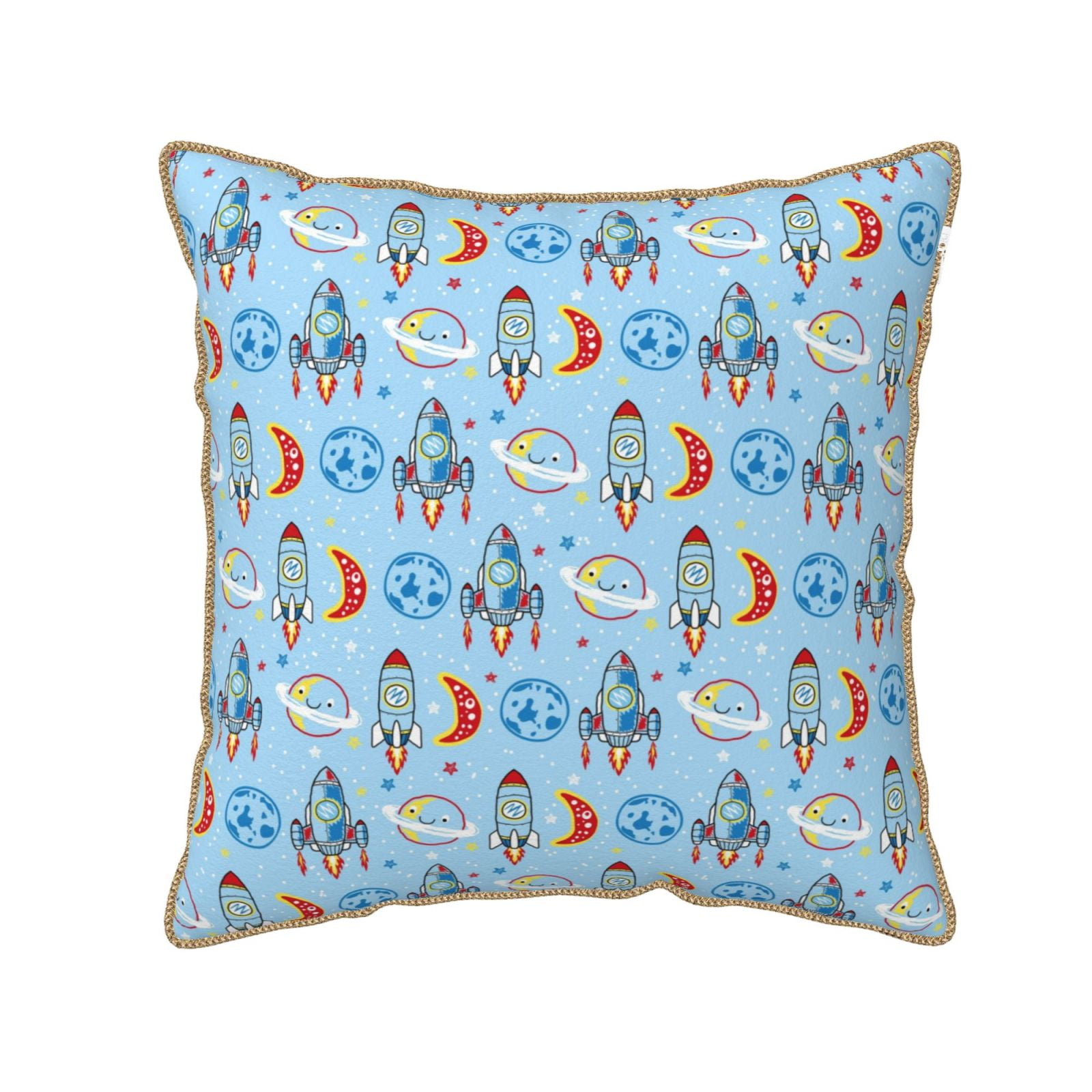 Haiem Cartoon Rocket With Space Print Velvet Soft Solid Decorative ...