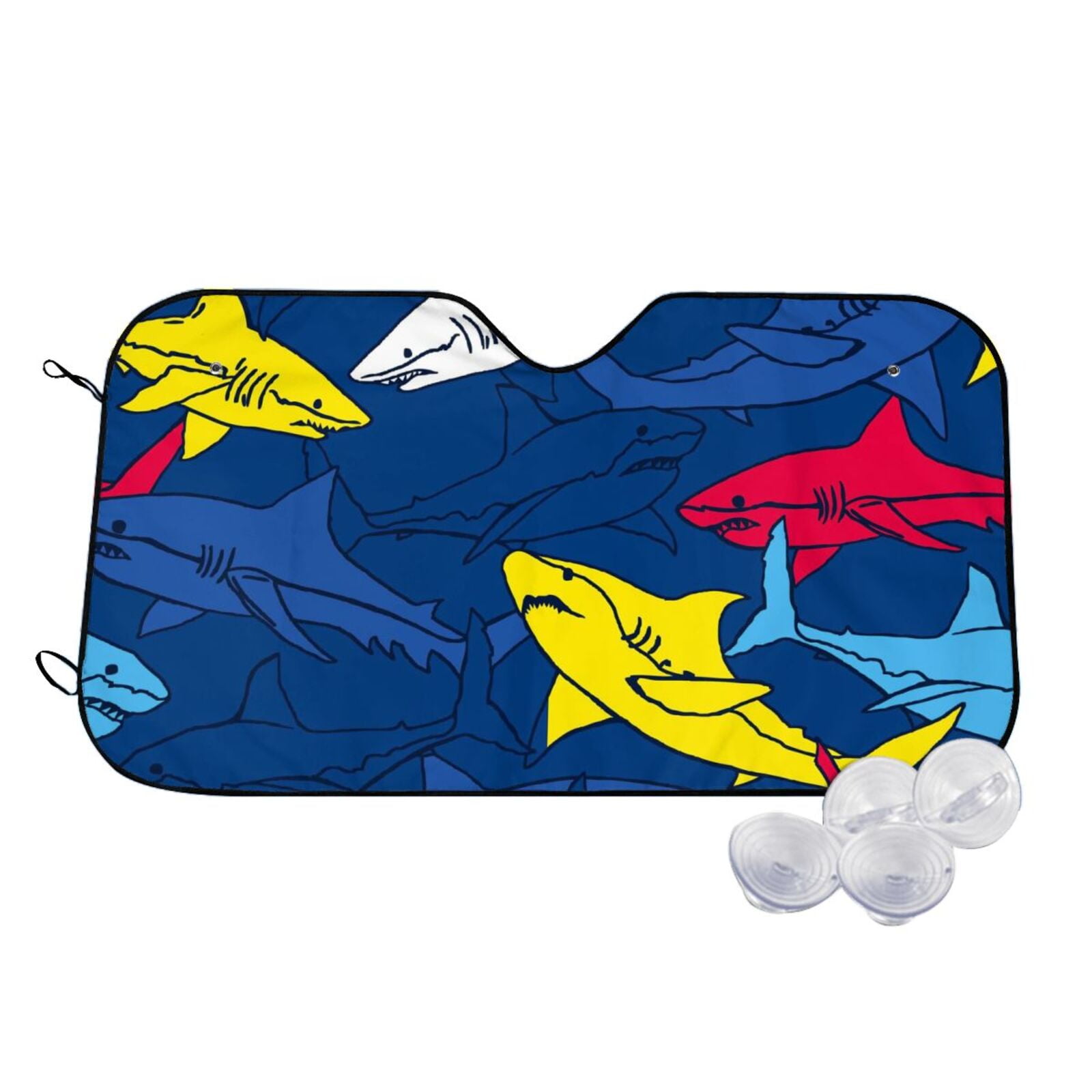 Haiem Cartoon Shark Car Windshield Sun Shade - Blocks UV Rays Sun Visor ...