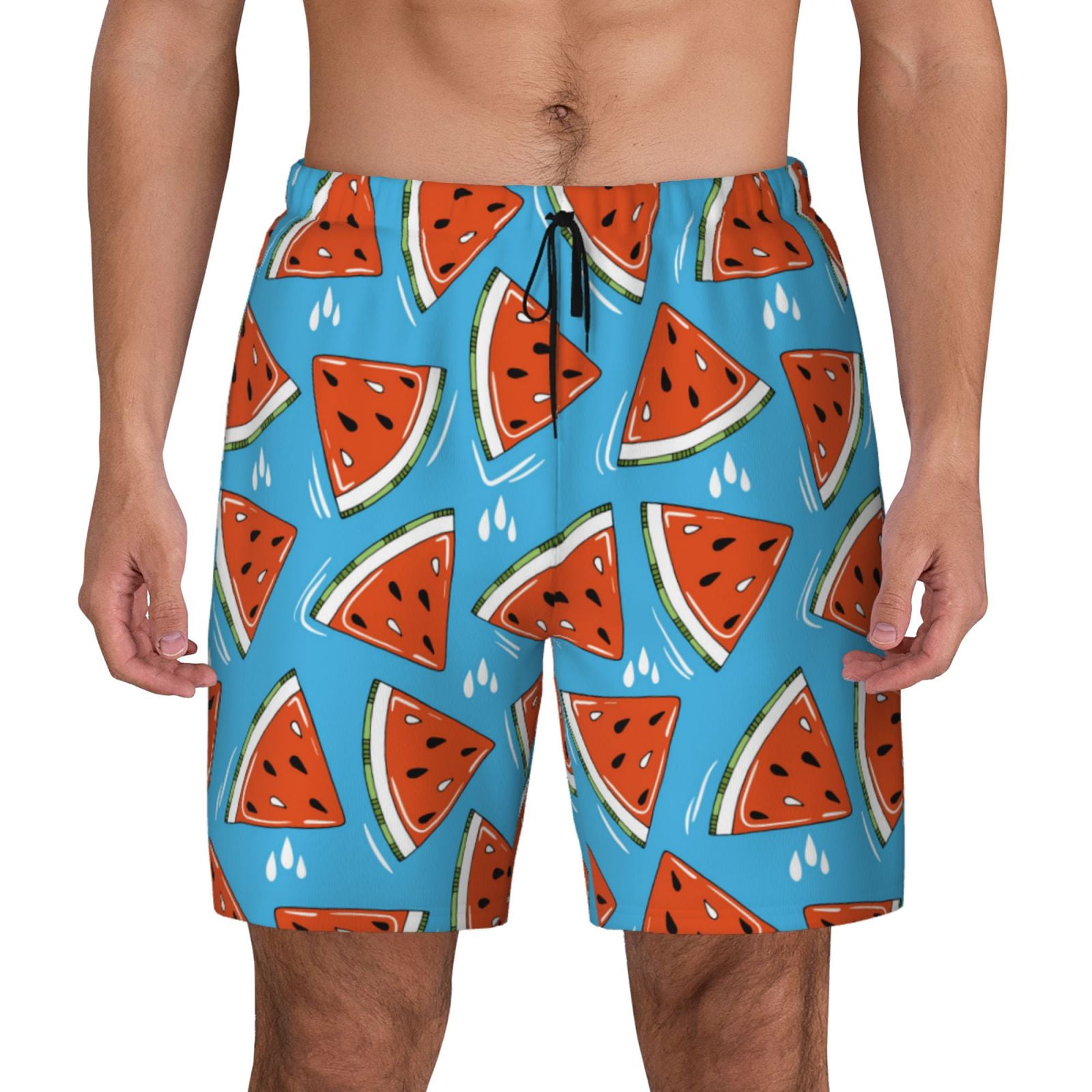 Haiem Cartoon Watermelon Mens Swim Trunks with Compression Liner 2 in 1 ...