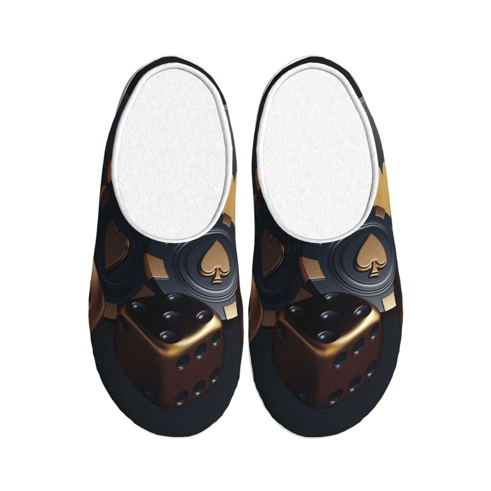 Haiem Casino Cards Poker Print Women's Fuzzy Memory Foam House Slipper ...