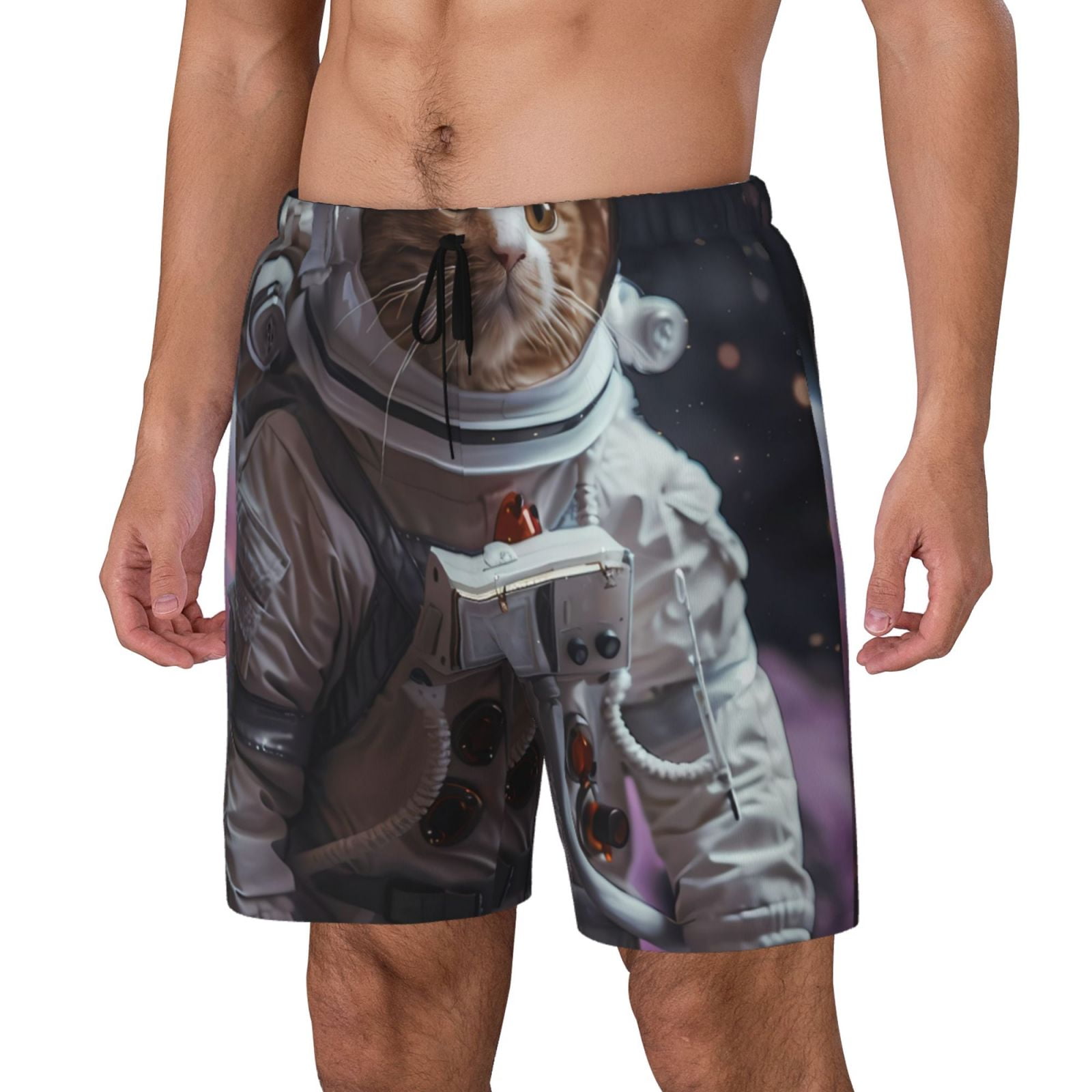 Haiem Cat Astronaut In Space Mens Swim Trunks with Compression Liner 2 ...