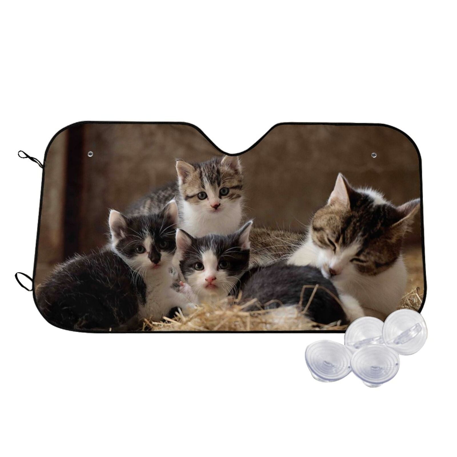 Haiem Cat Family Car Windshield Sun Shade - Blocks UV Rays Sun Visor ...