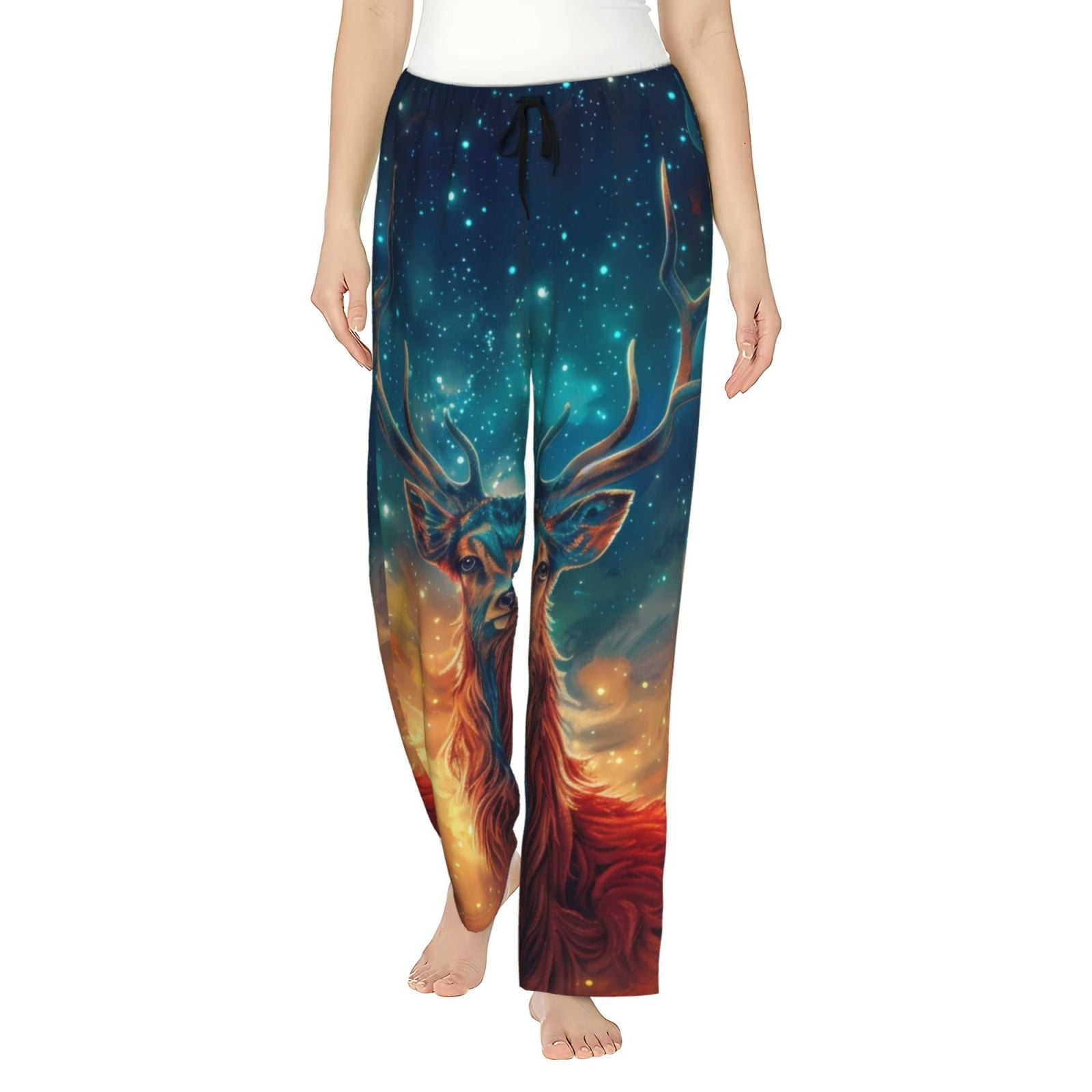 Haiem Celestial Stag Cosmic Glow Women's Pajama Pants Ultra Lightweight ...