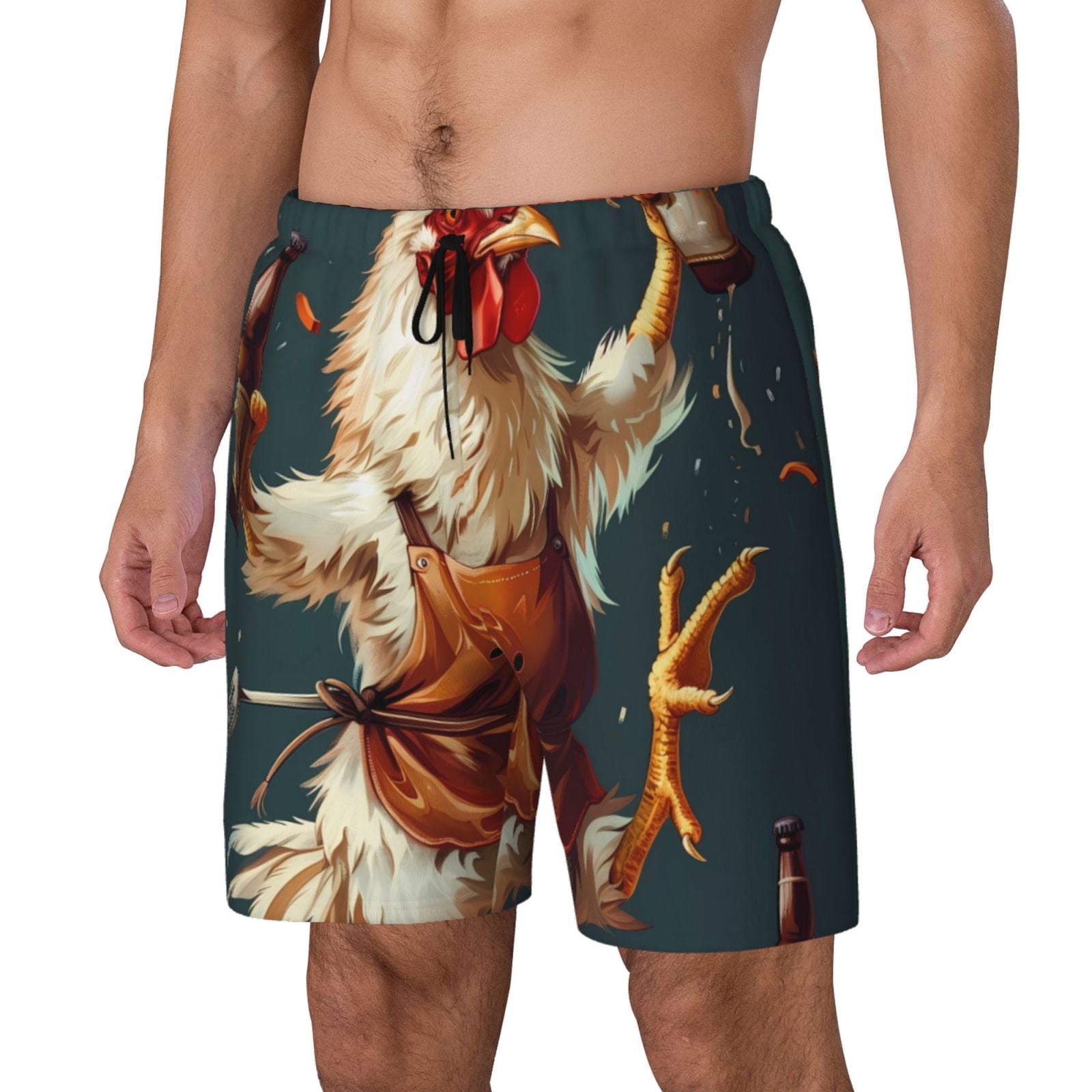 Haiem Chef Chicken With Beer Bottles Mens Swim Trunks with Compression ...