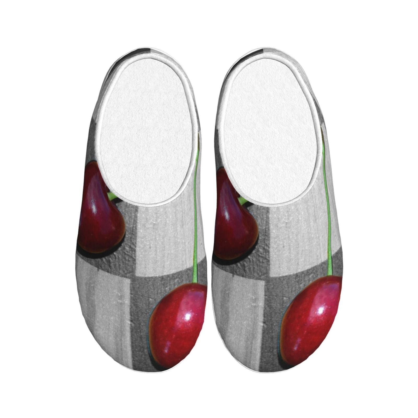 Haiem Cherries laid Print Women's Fuzzy Memory Foam House Slipper Cozy ...