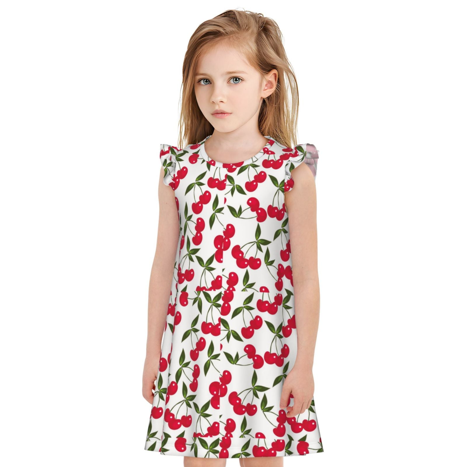 Haiem Cherry_1 Printed Girls Nightgowns Sleepwear Short Sleeve Pajama ...