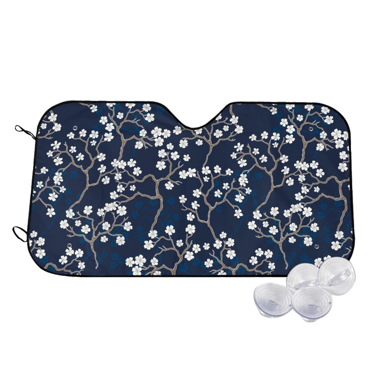 Haiem Cherry Blossoms on Navy Background Car Windshield Sun Shade ...