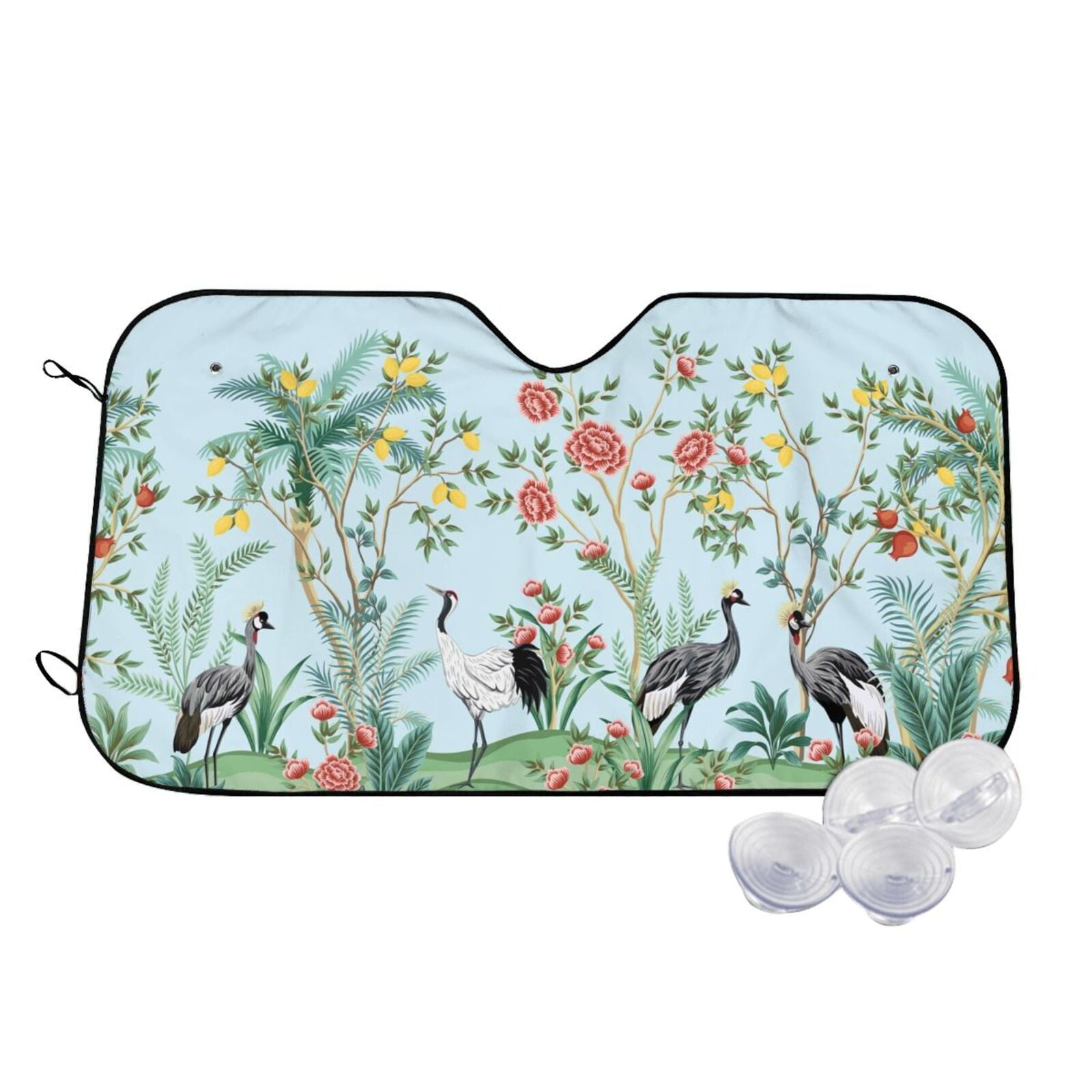 Haiem Chinoiserie Floral Palm Tree Car Windshield Sun Shade - Blocks UV ...