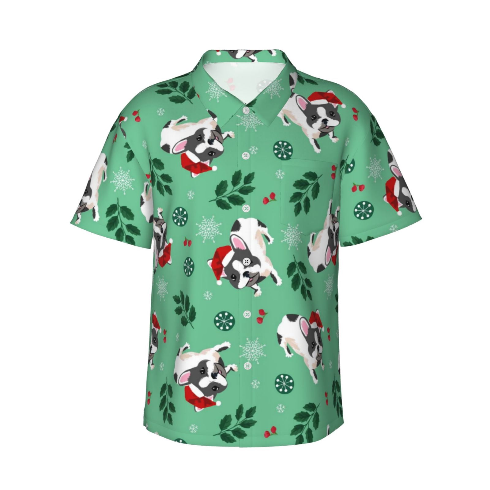 Haiem Christmas French Bulldog Printed Hawaiian Shirt for Men - Men’s ...