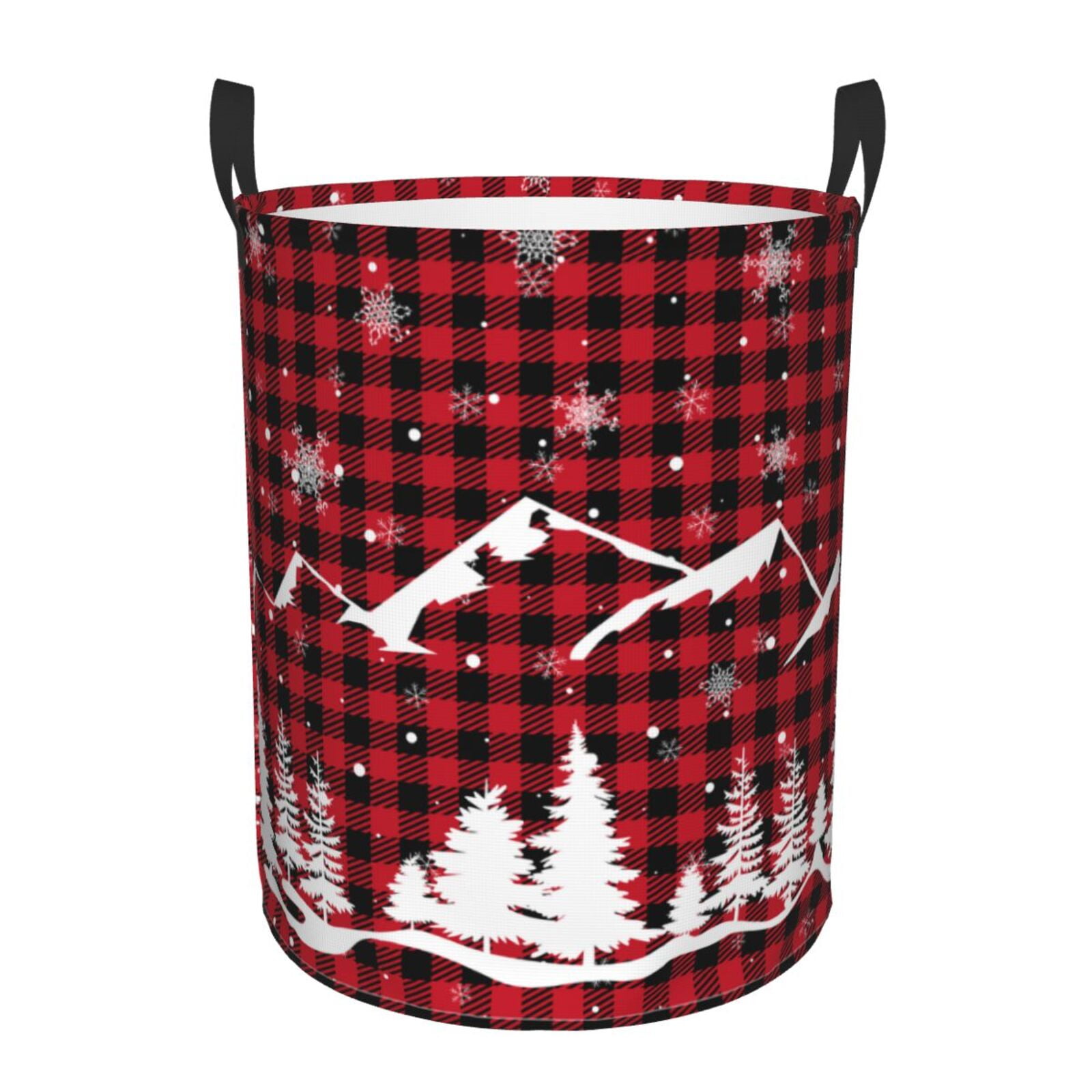 Haiem Christmas Tree Buffalo Plaid Leather Dirty Clothes Laundry Basket ...